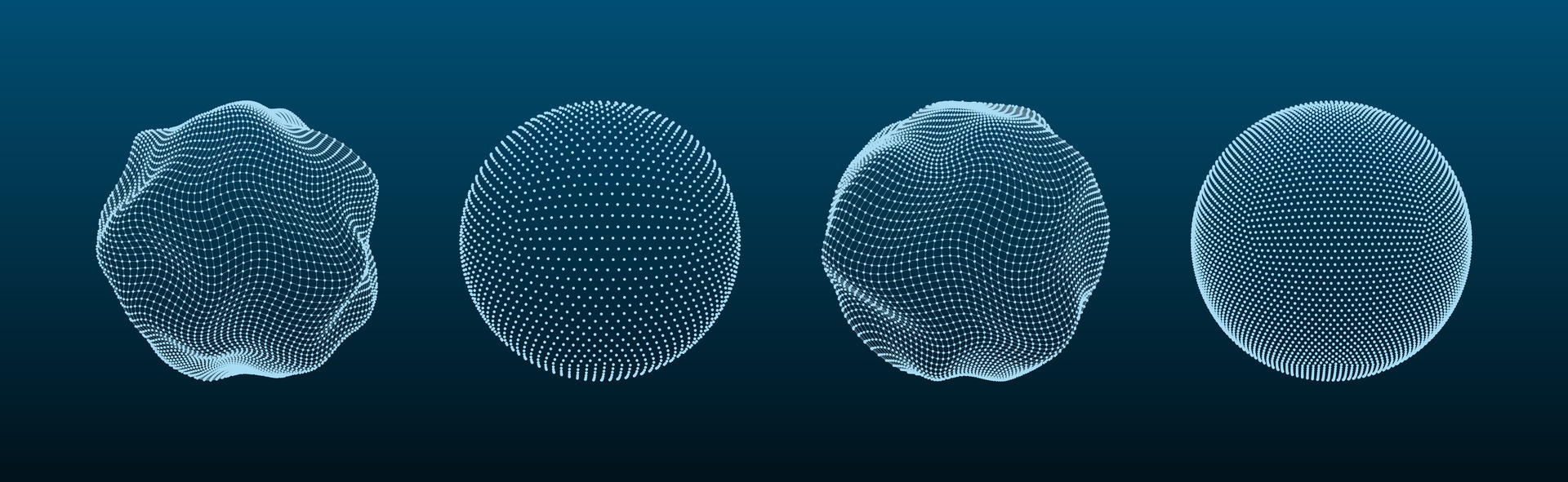 3D sphere mesh. Globe shapes with dots and line grid, orb wire ...