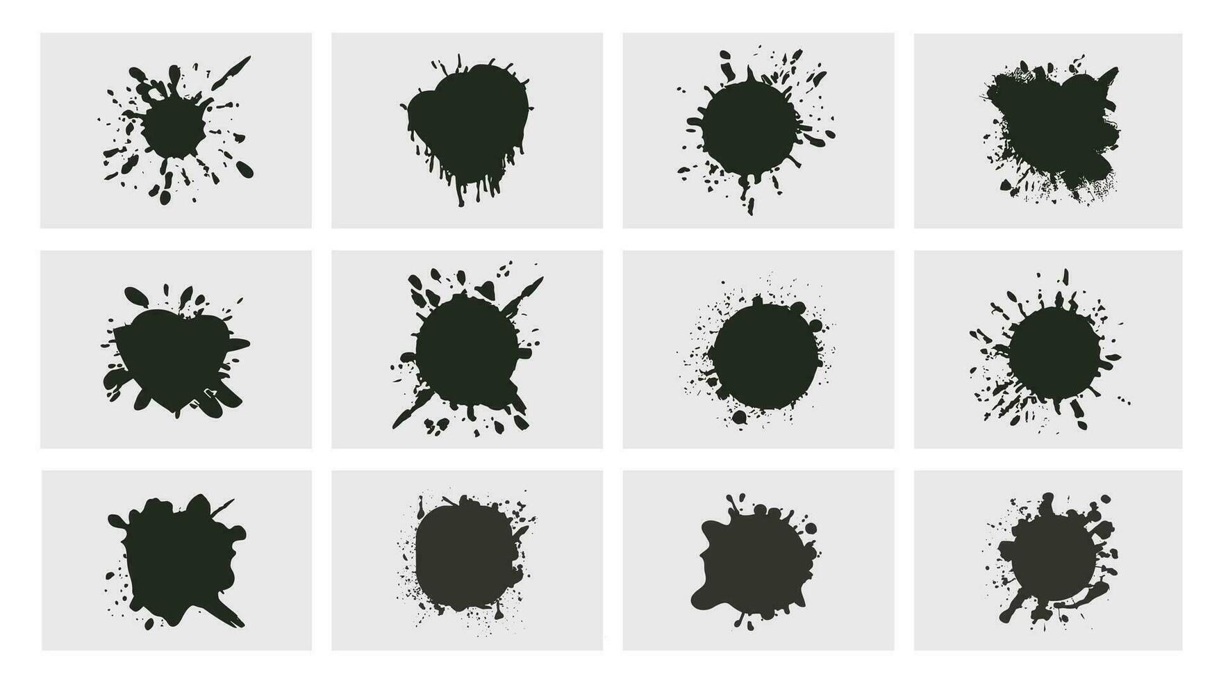 Abstract black ink spot set, Ink drop effect ink splash vector on white ... Abstract black ink spot set, Ink drop effect ink splash vector on white ...
