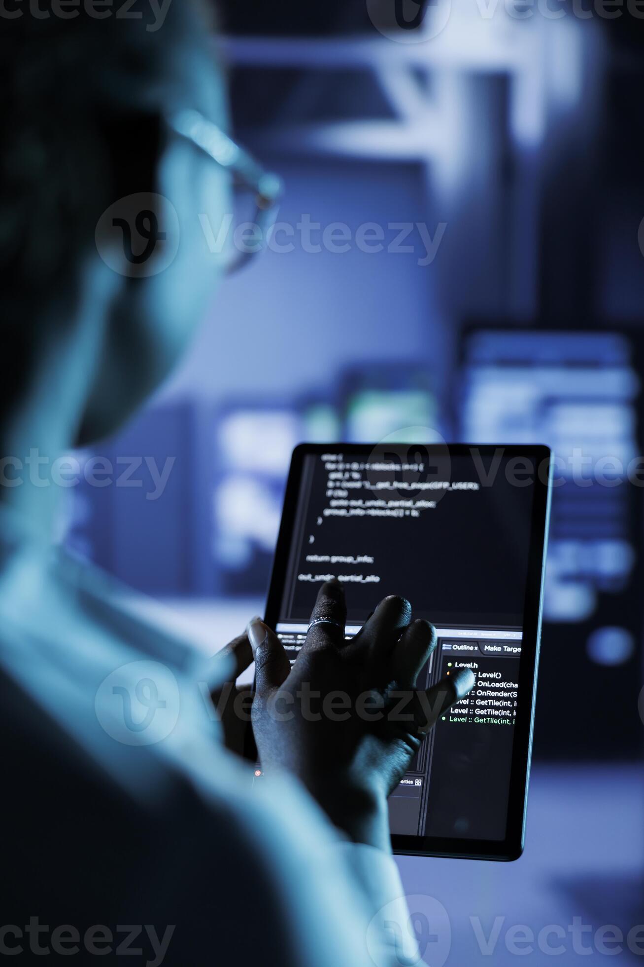 Close up of admin building firewall protection in server room housing ...