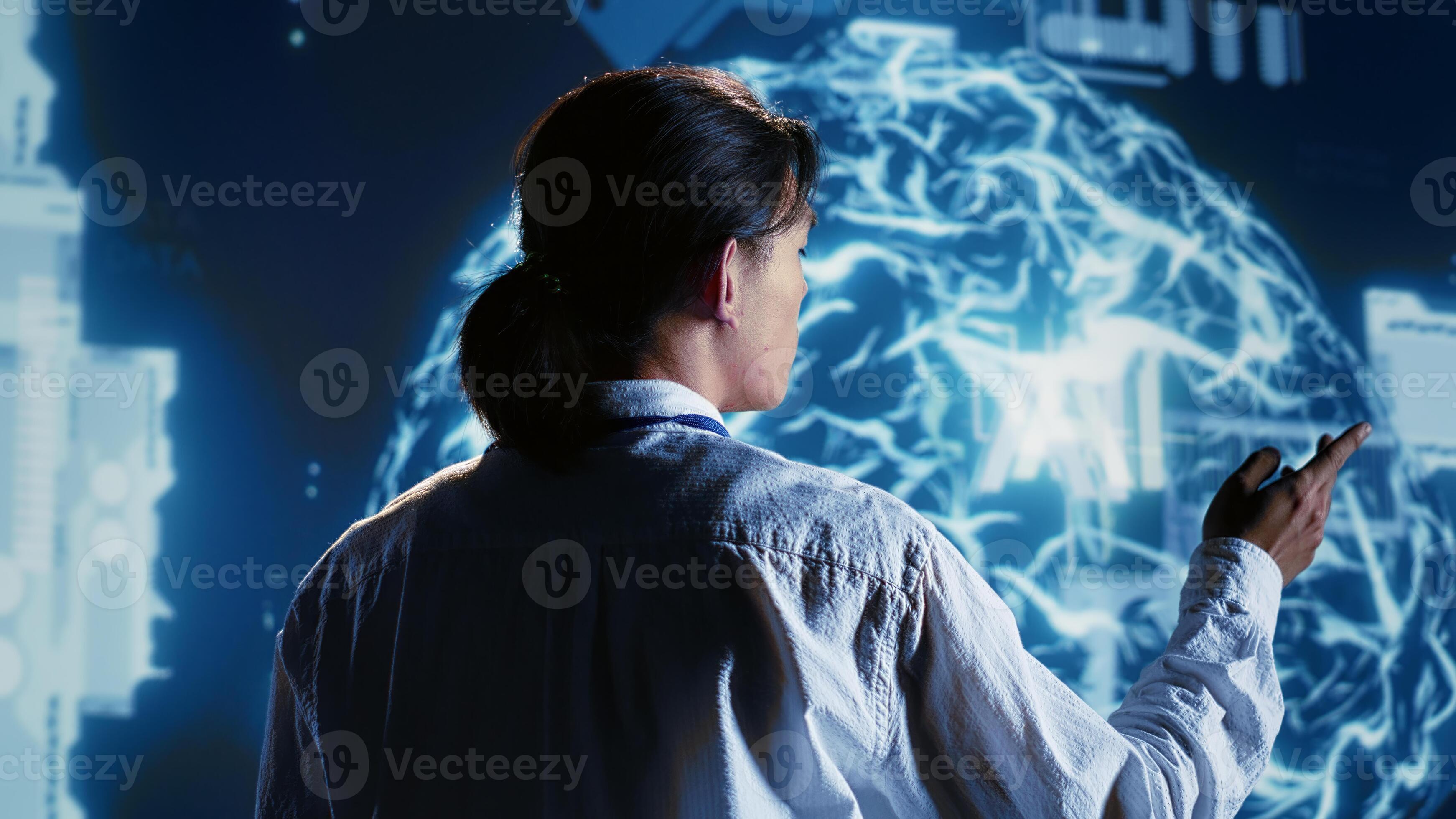 Overseeing manager developing artificial intelligence neural networks architecture inspired by ...