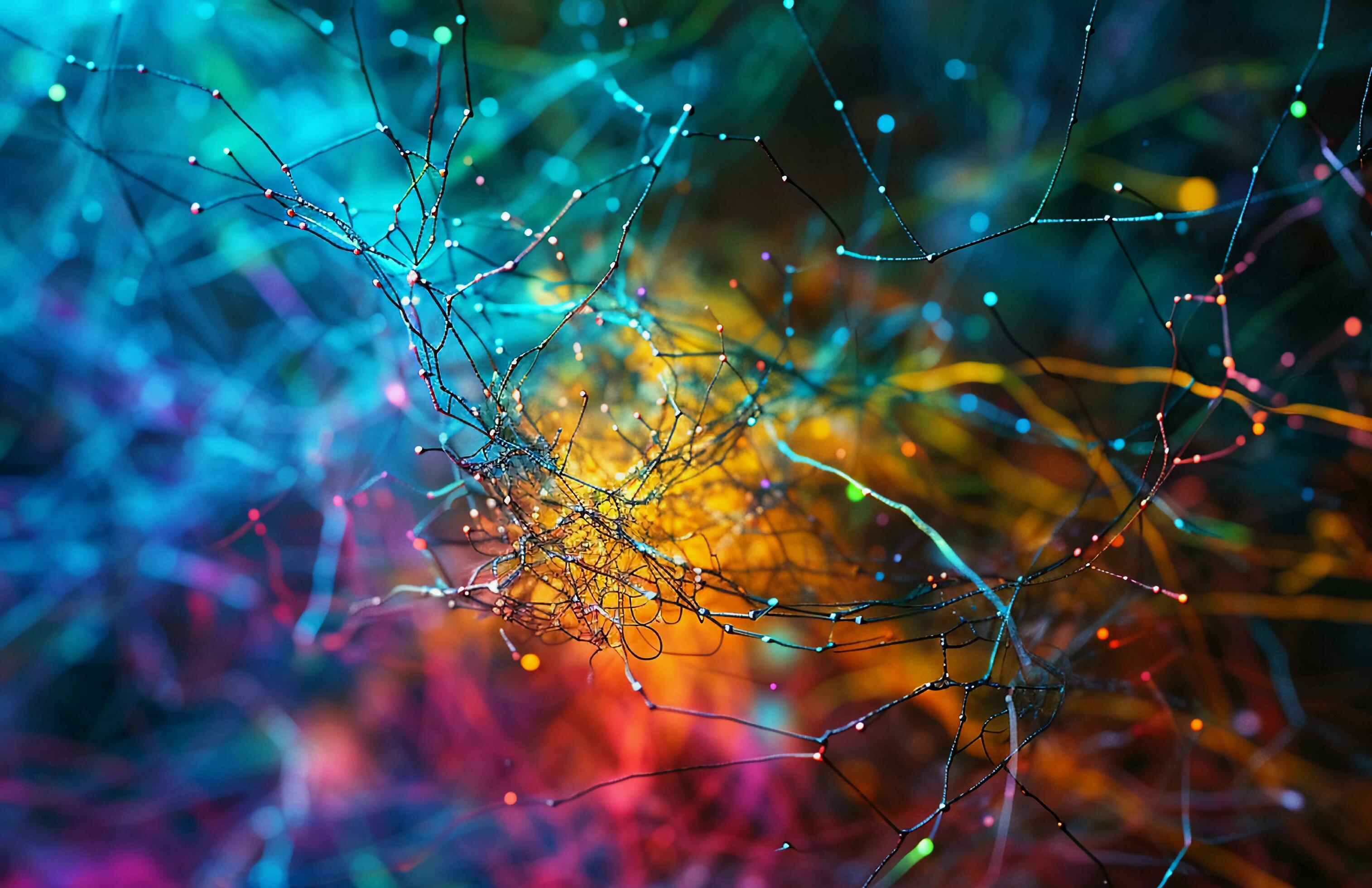 AI generated Colorful Neural Network at Night With Some Stars in the Background, Tangled Nests ...