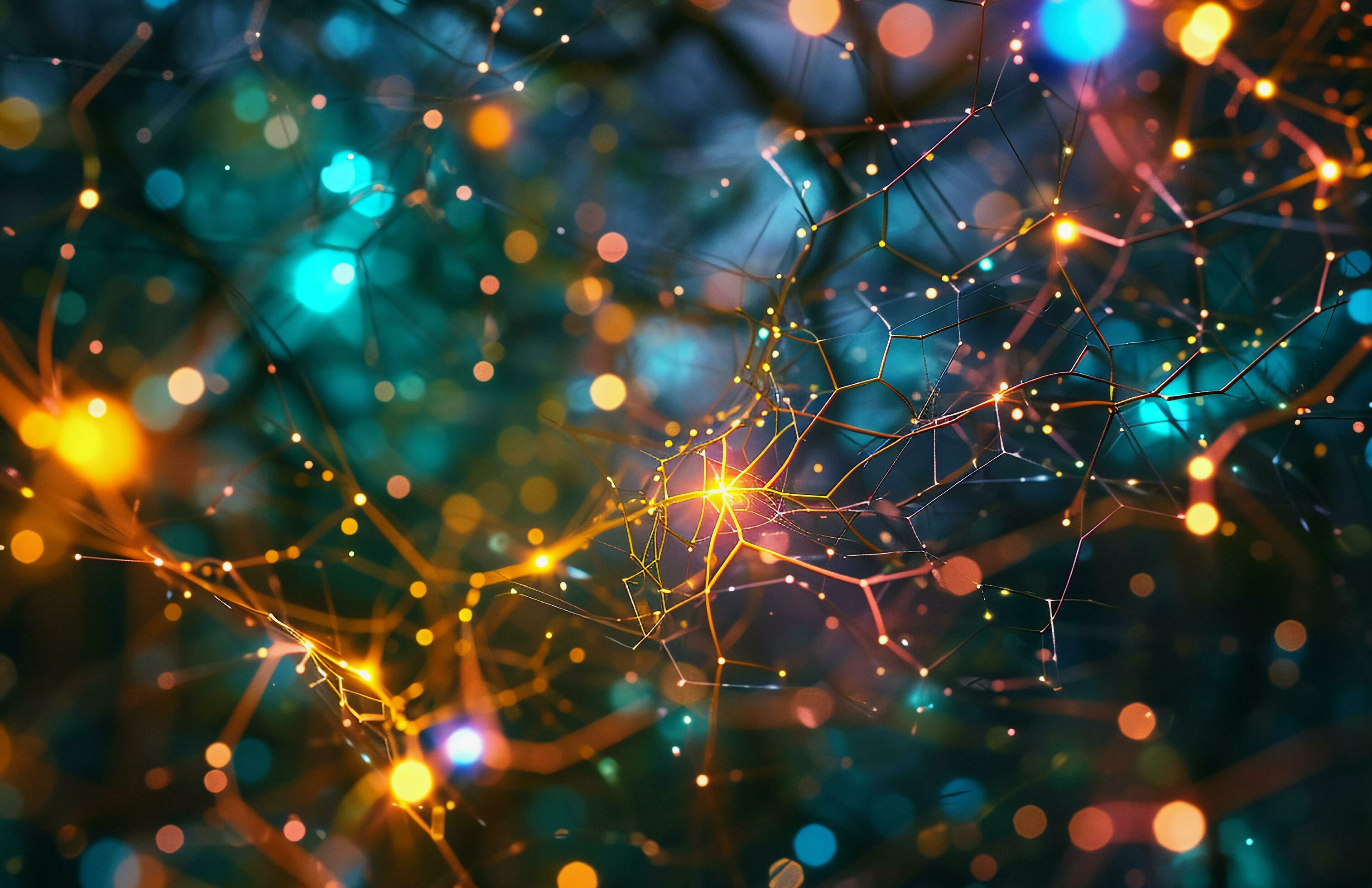 AI generated Colorful Neural Network at Night With Some Stars in the Background, Tangled Nests ...