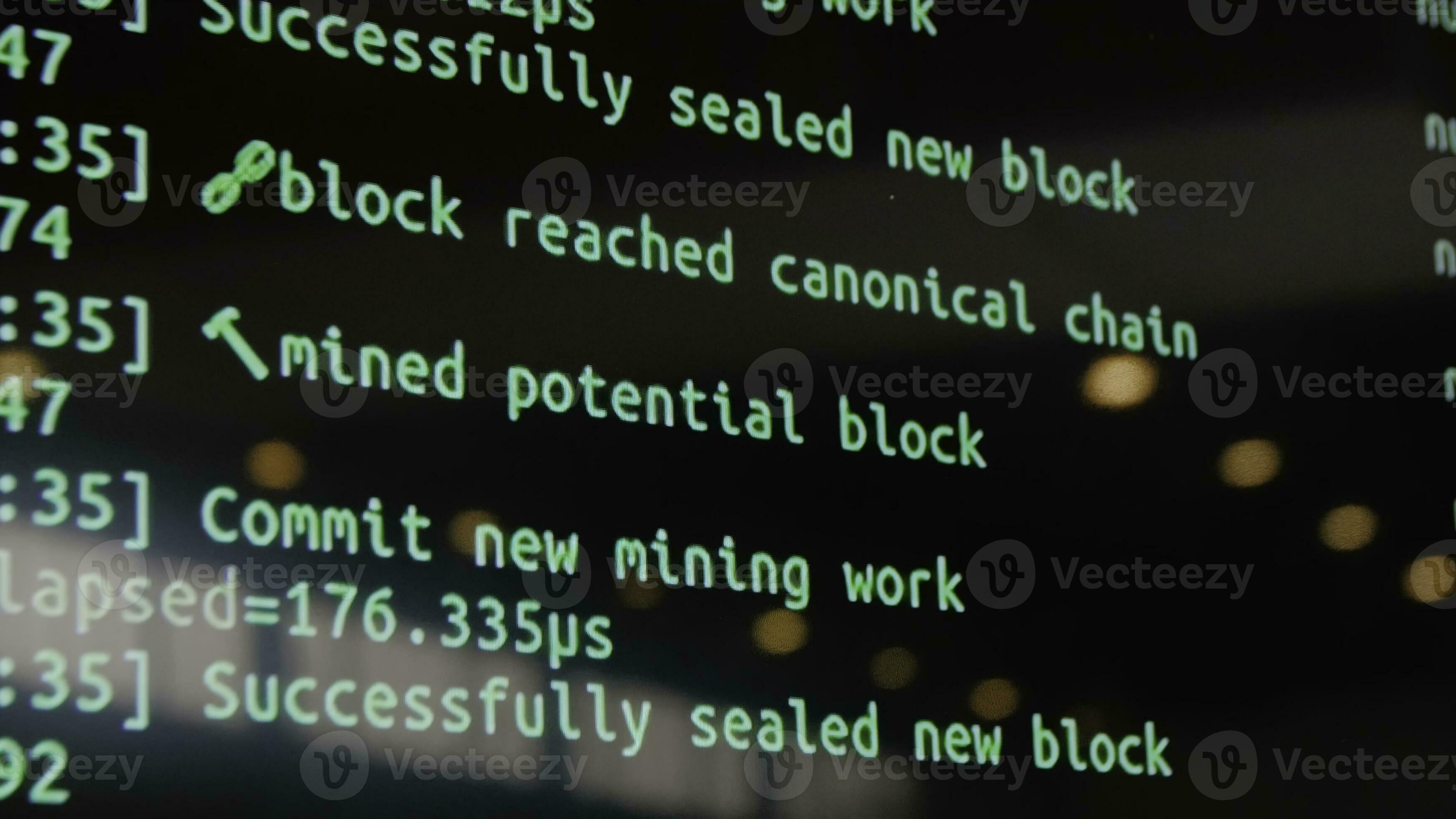 Screen With Software Developer Code Screen With Crypto Code Green Digitals Code Bitcoin On