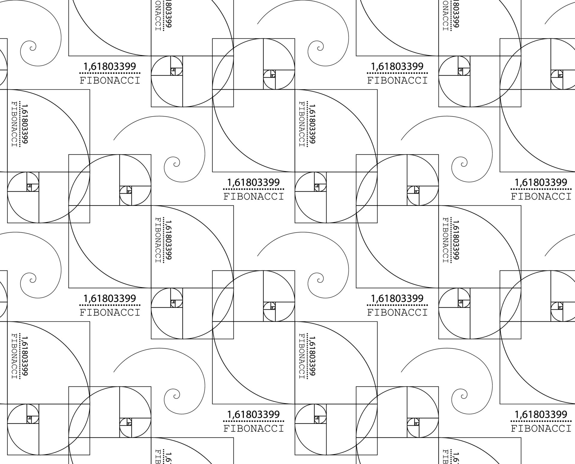 Seamless pattern of Fibonacci Sequence Spirals. Golden ratio. Geometric ...
