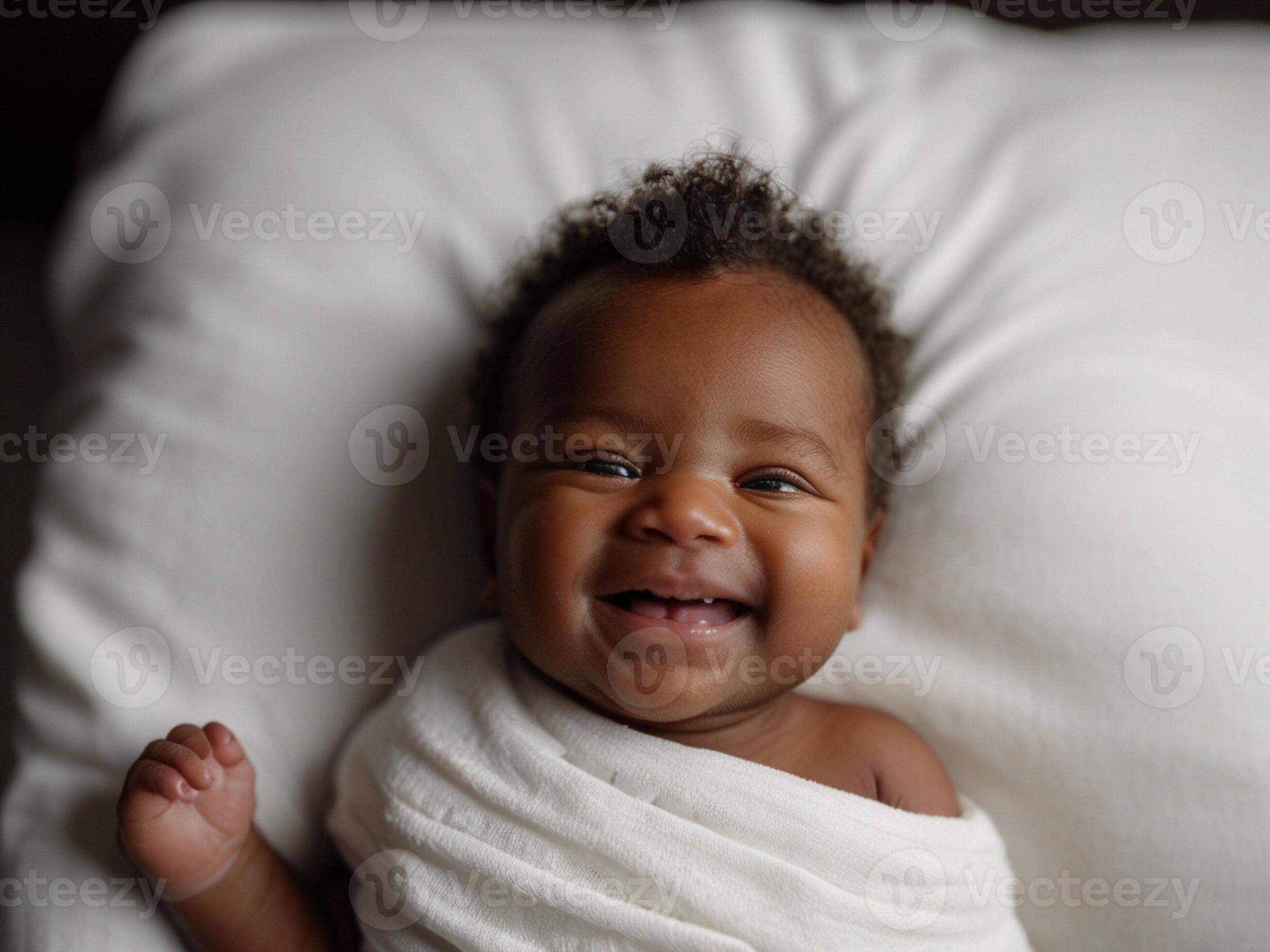 AI generated Peaceful Newborn Bliss A Serene black Baby's Smile ...