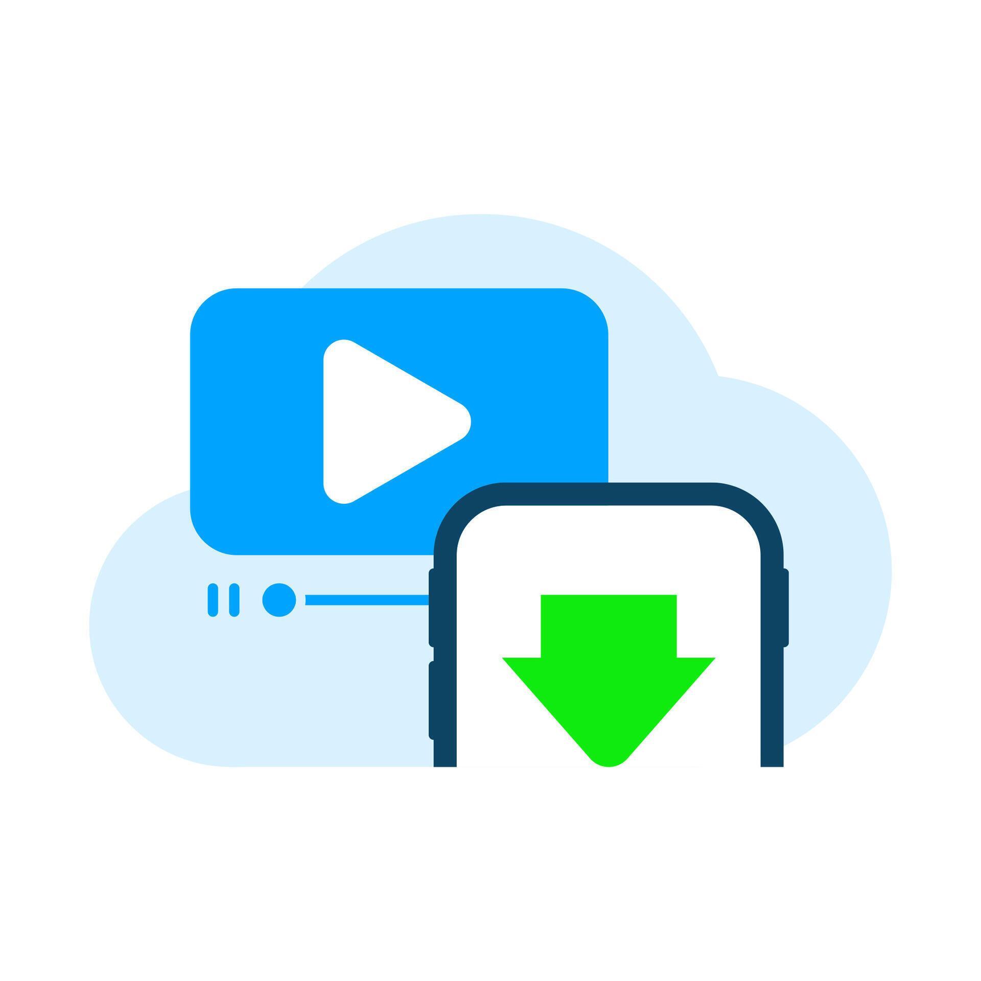download and play video offline on smartphone concept illustration flat ...