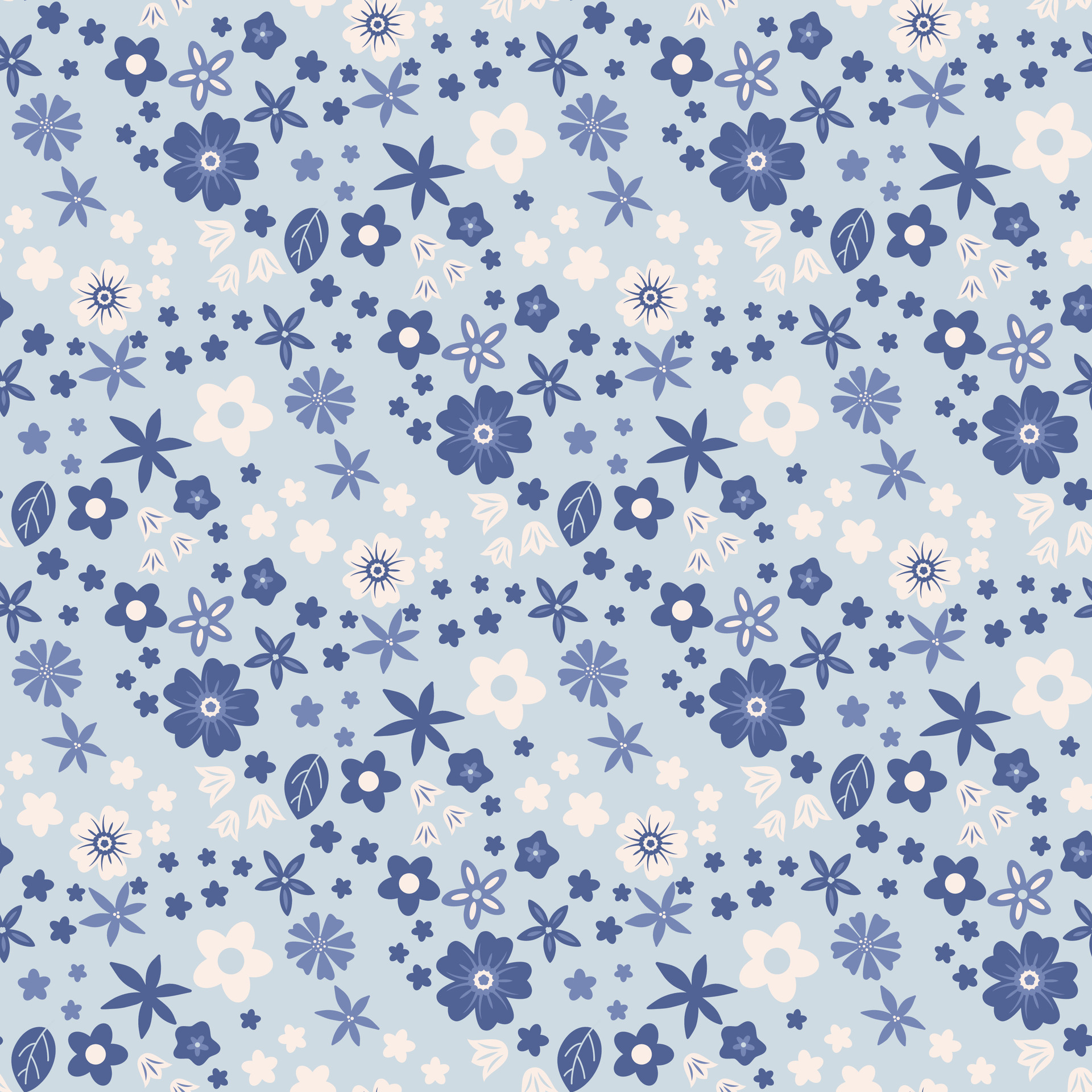 Vector seamless pattern with blue simple flowers. 37136956 Vector Art ...