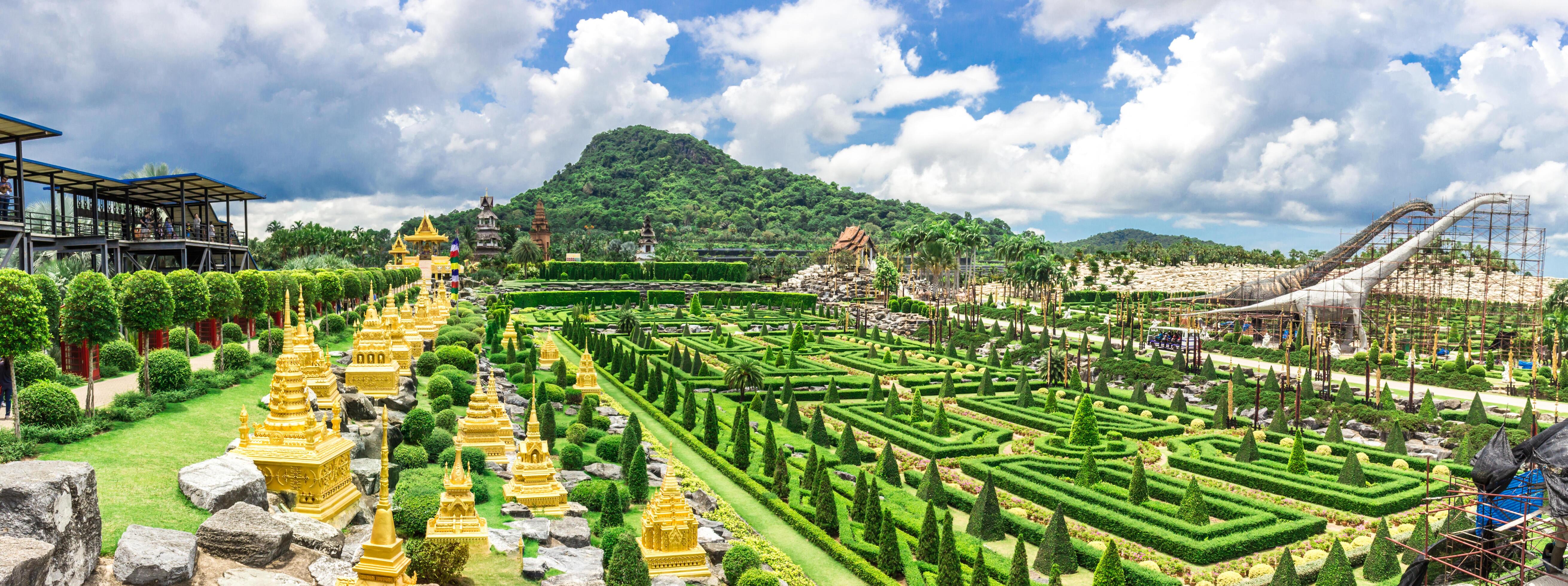 Pattaya Chonburi Thailand Nong Nuch Garden tree Mountain and blue sky panorama view beautiful ...