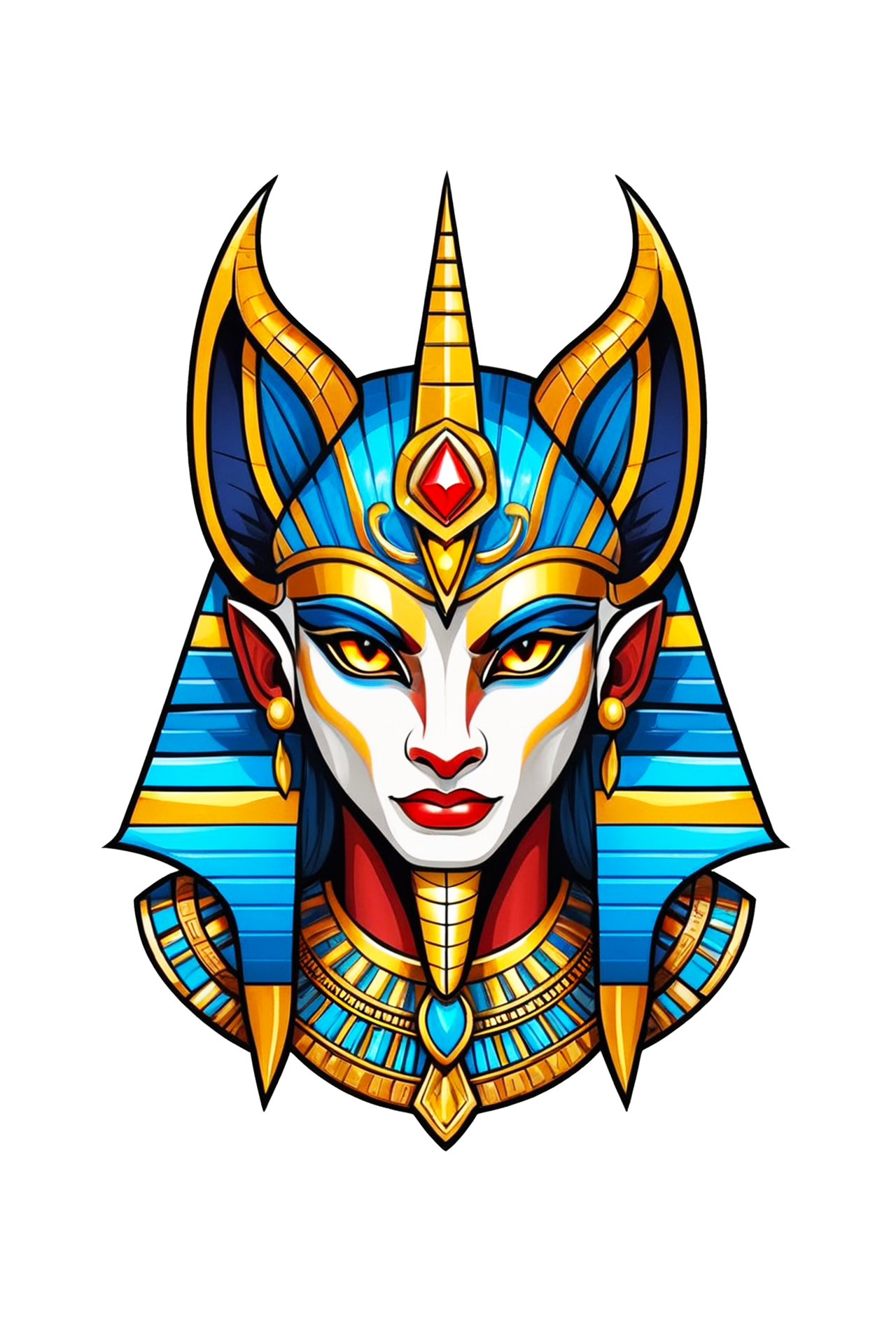 AI generated Illustration of a pharaoh's head with a crown on a ...