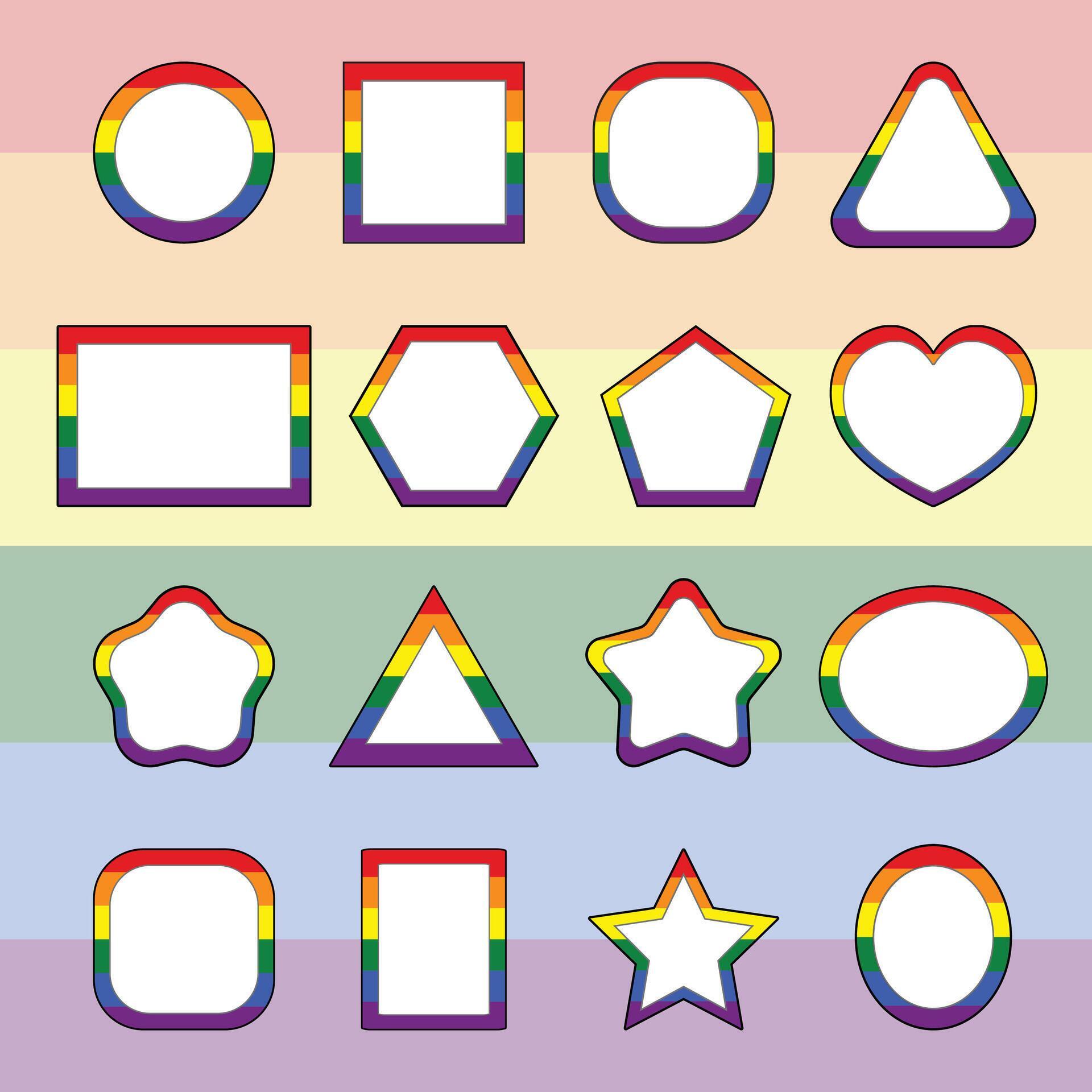 various shapes of LGBTQ icon. Pride day vector icon. Rainbow love ...