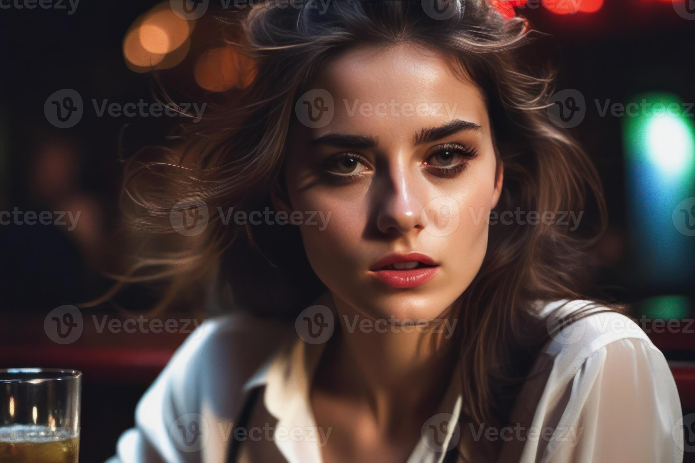 AI Generated Pretty drunk girl at the bar. Concept of alcoholism. Generative AI 37149408 Stock ...