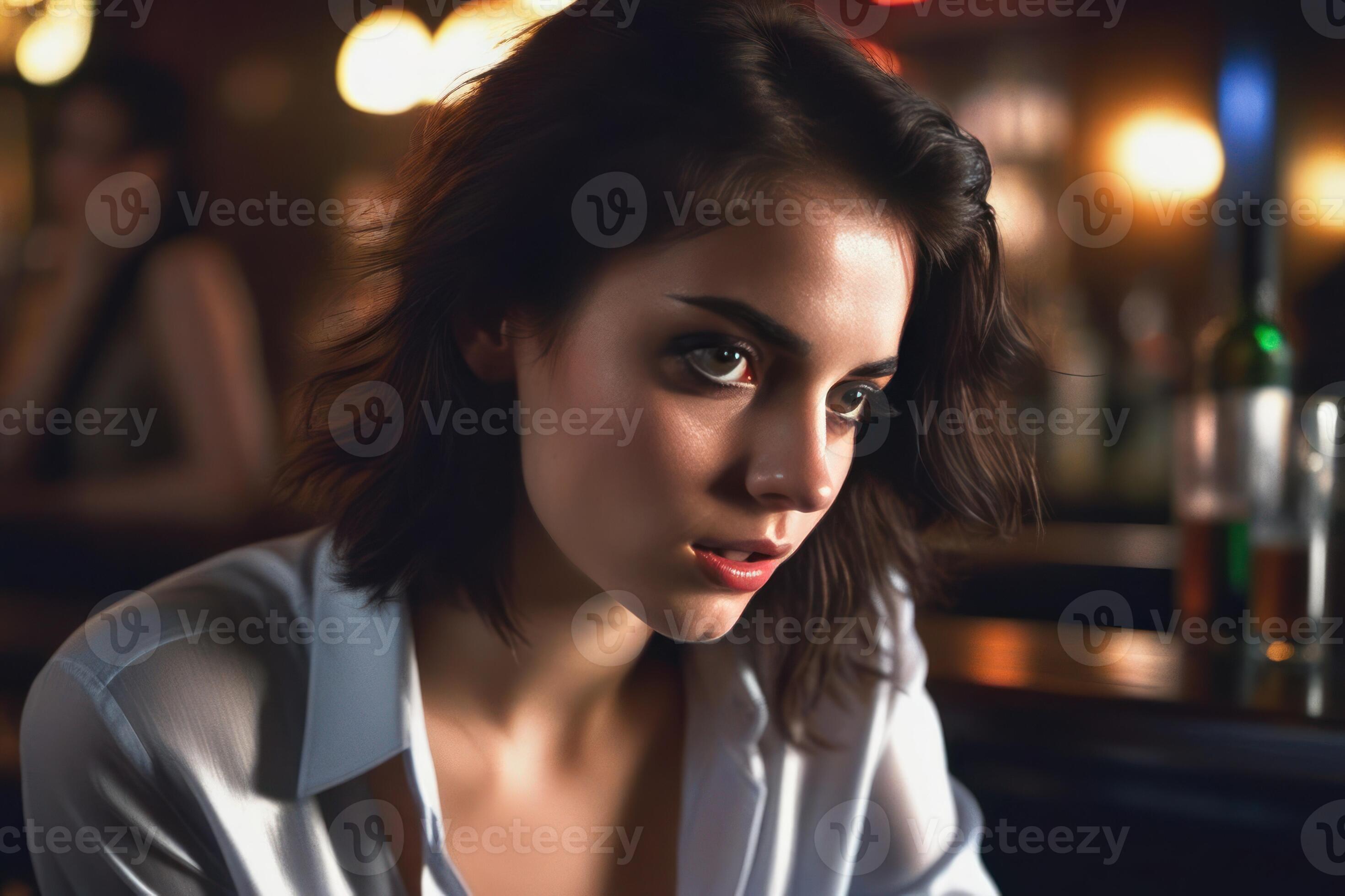 AI Generated Pretty drunk girl at the bar. Concept of alcoholism. Generative AI 37149417 Stock ...
