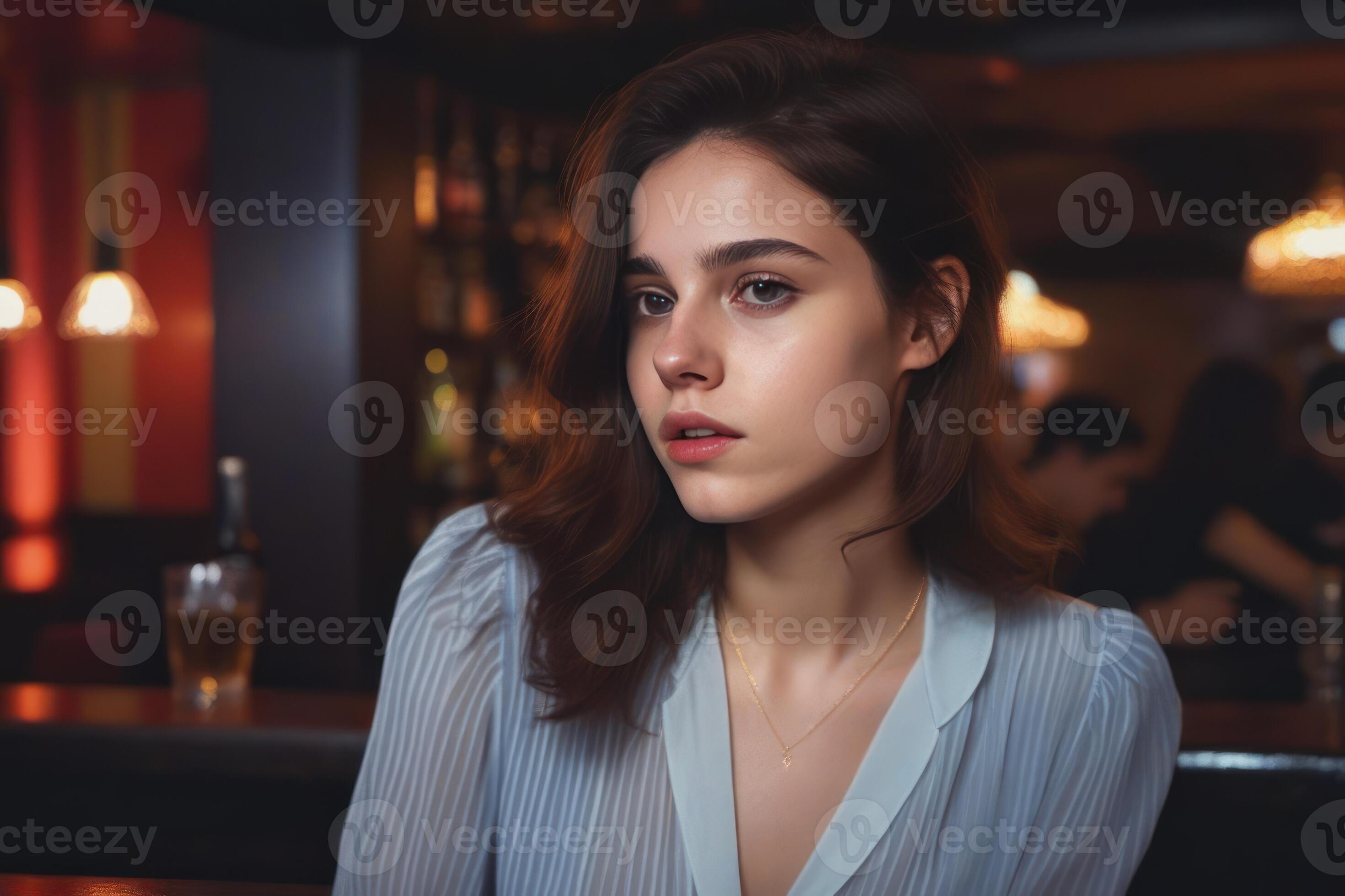 AI Generated Pretty drunk girl at the bar. Concept of alcoholism. Generative AI 37149463 Stock ...