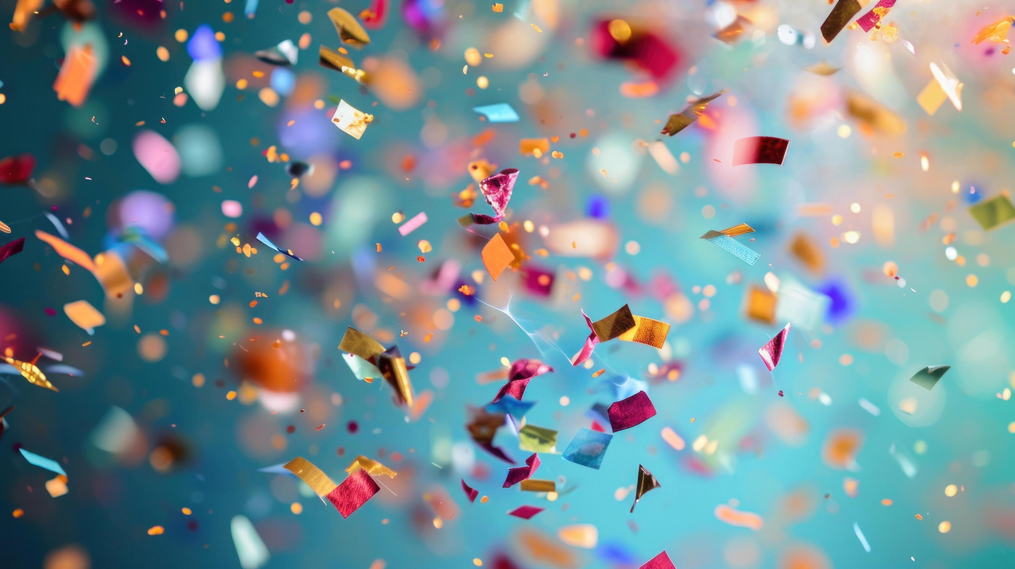 AI generated Colorful confetti rains down, adding excitement to the celebratory occasion with ...