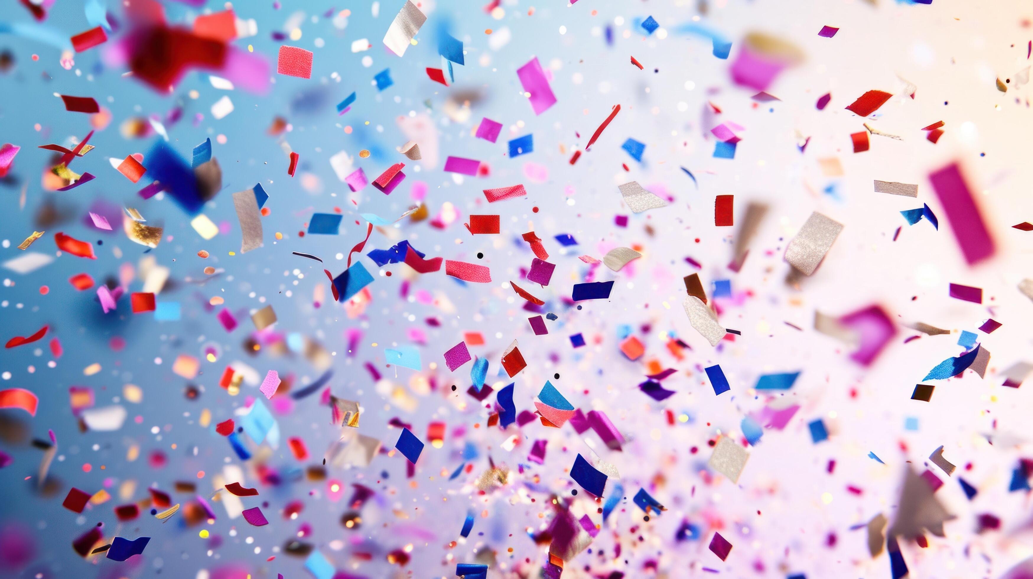 AI generated Colorful confetti rains down, adding excitement to the celebratory occasion with ...