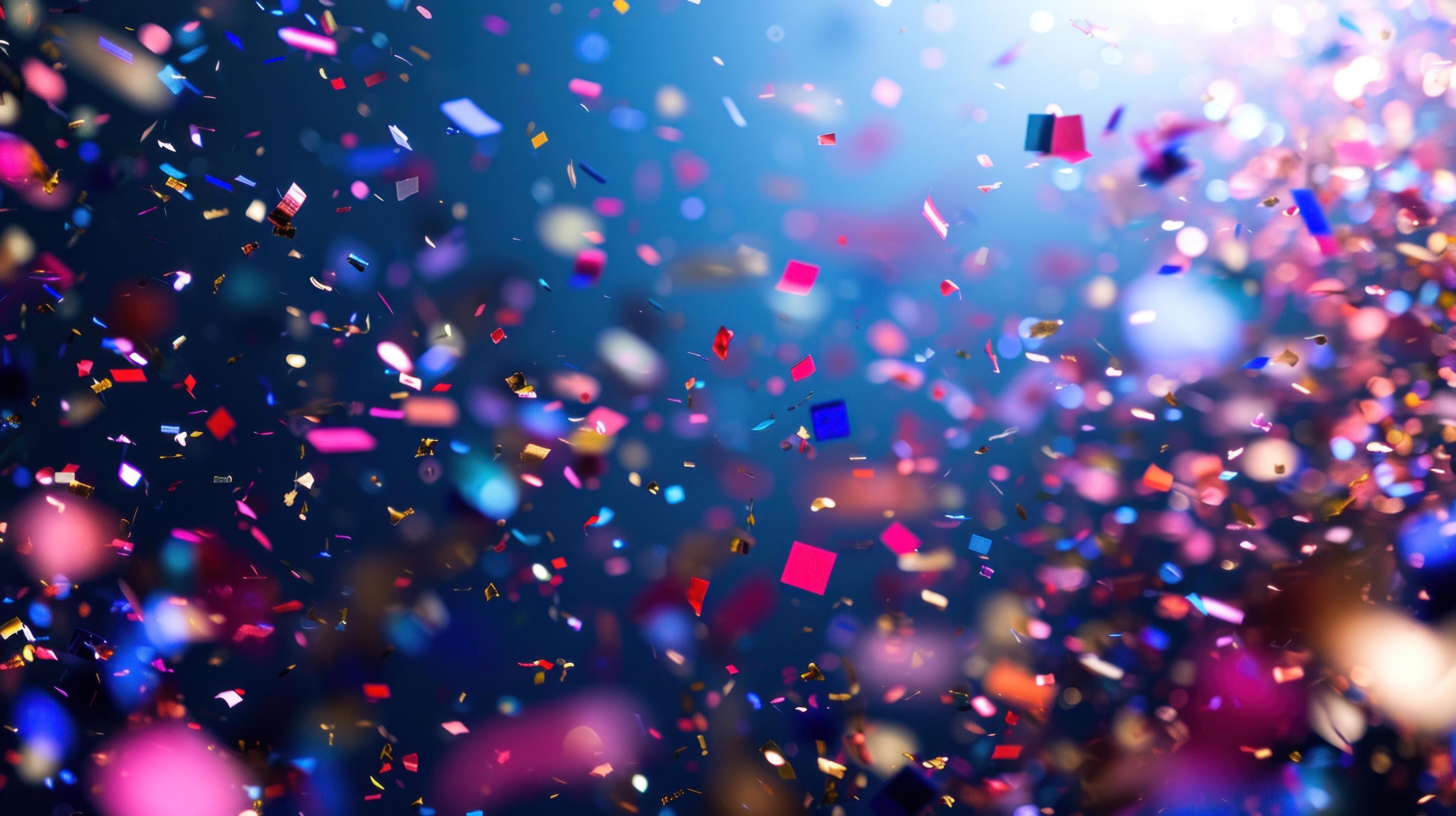 AI generated Colorful confetti rains down, adding excitement to the celebratory occasion with ...