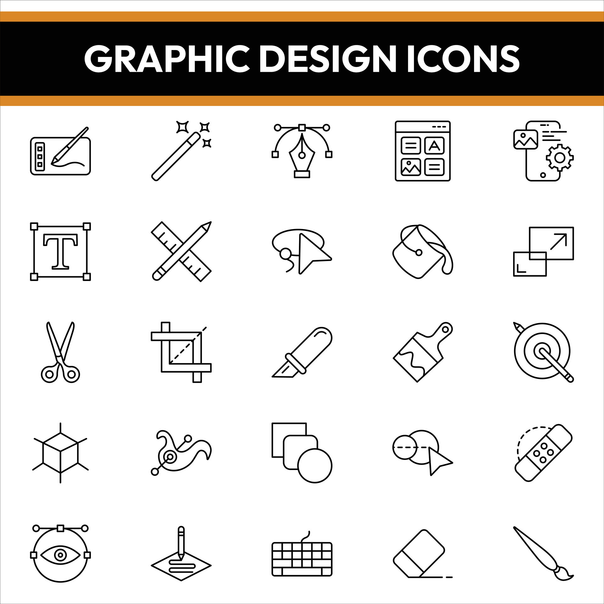 Graphic design icons, graphic design icon pack 37166235 Vector Art at Vecteezy