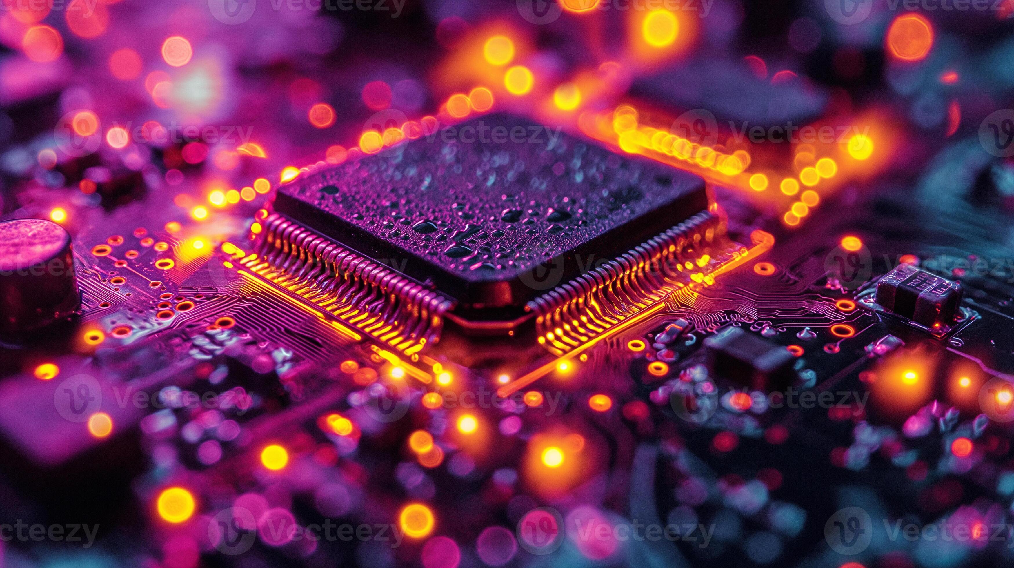Ai Generated High Resolution Macro Shot Of A Computer Chip Emphasizing Intricate Circuit