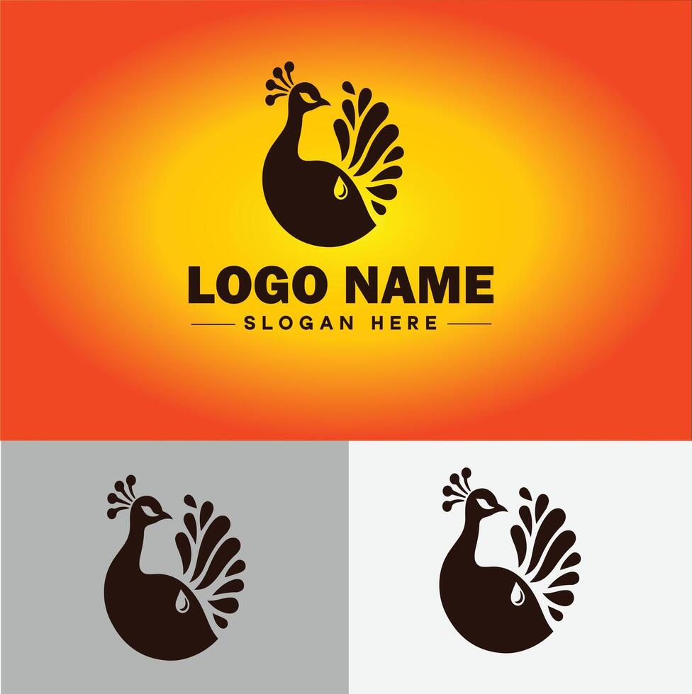 Peacock Logo Luxury Style Icon Company Brand Business Peacock Logo Template Editable Vector