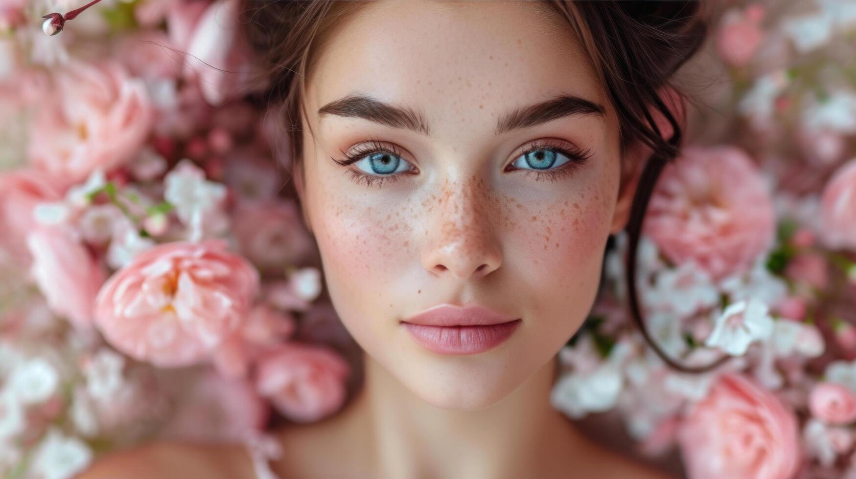 AI generated Close-up portrait of beautiful young brunette woman with ...