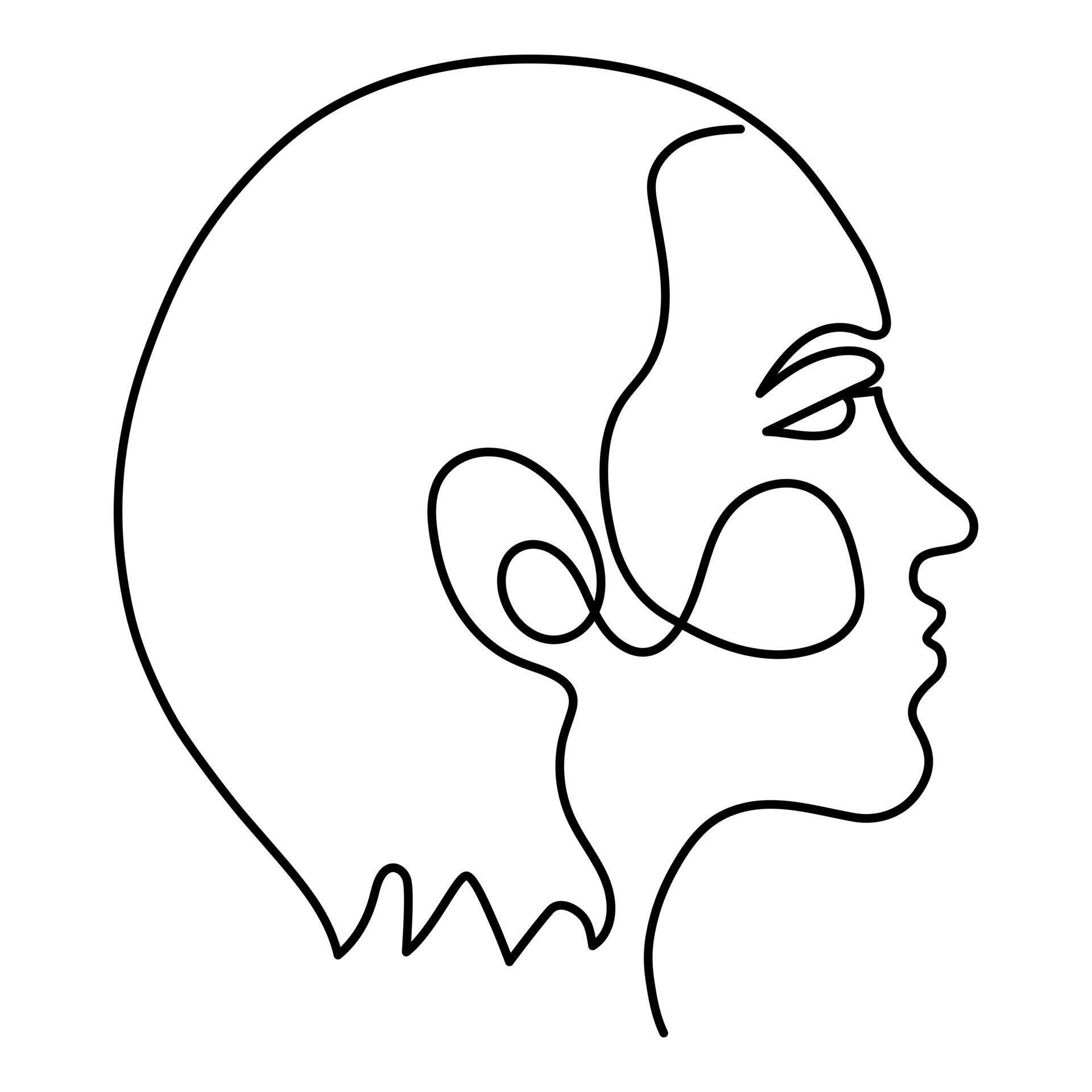 One Line Art Face Modern Contemporary Minimalist Abstract Woman