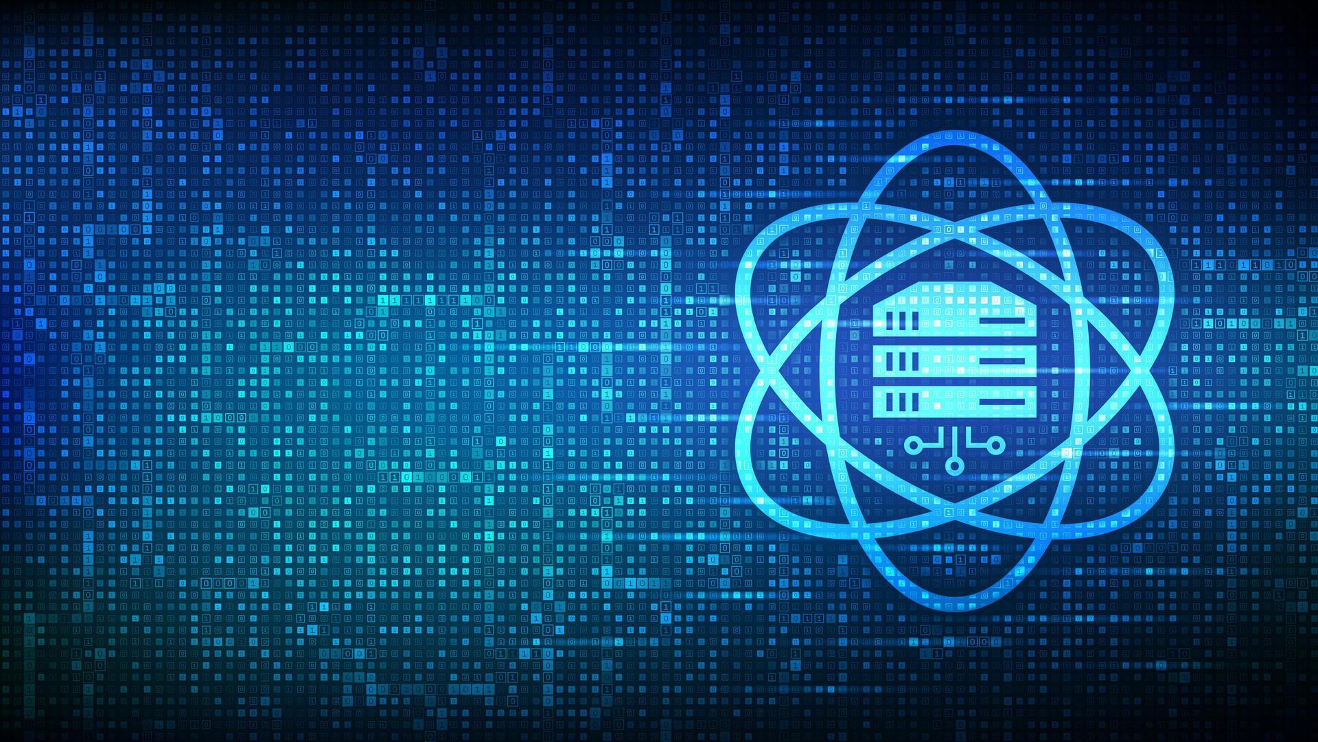 Data Science icon made with binary code. Deep learning. Artificial intelligence, Analysis. Big ...