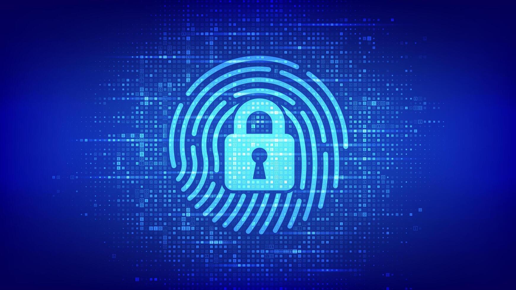 Fingerprint With Padlock Icon Made With Binary Code Personal Data Protection Cyber Security