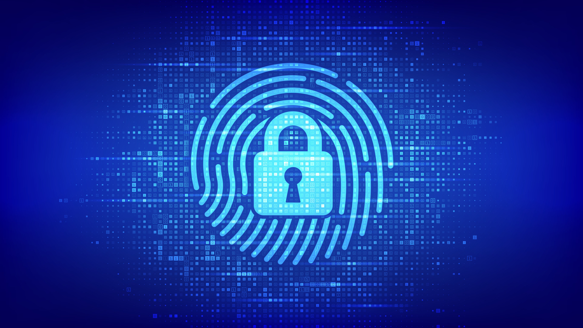 Fingerprint With Padlock Icon Made With Binary Code Personal Data Protection Cyber Security