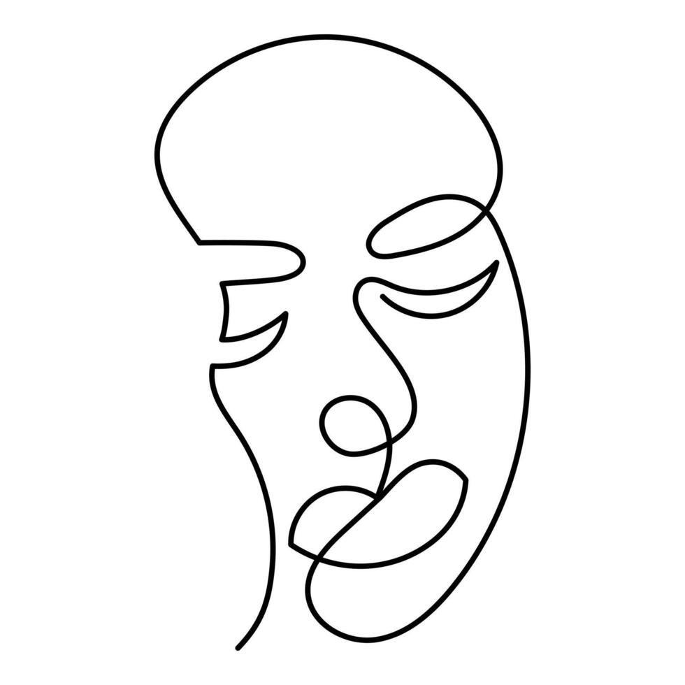 One Line Art Face Modern Contemporary Minimalist Abstract Woman