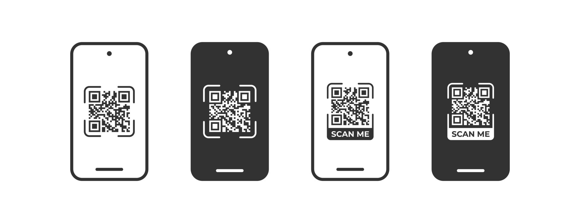QR code icon. Scan me frame. QR code for smartphone. Payment and identification barcode. Vector ...