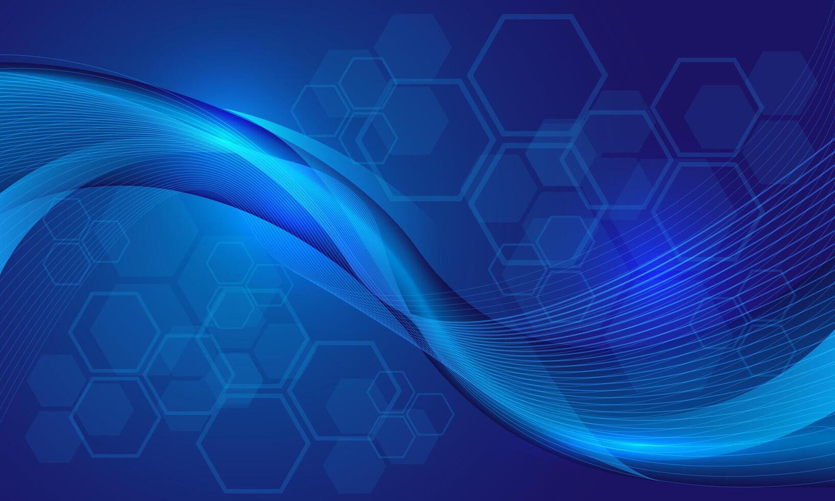 Abstract technology blue curve lines hexagon geometric design modern futuristic background ...