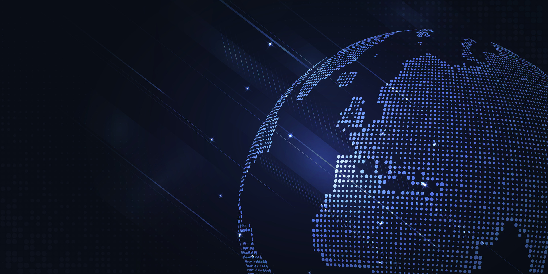 Digital Technology Futuristic Internet Network Connection Dark Black Background Blue Abstract