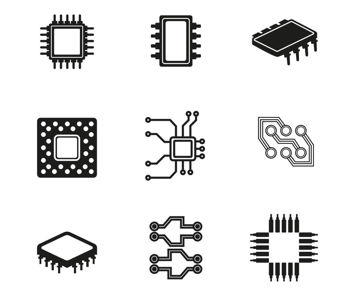 Electronic Processors Microprocessor Circuit Board Chipset Icons