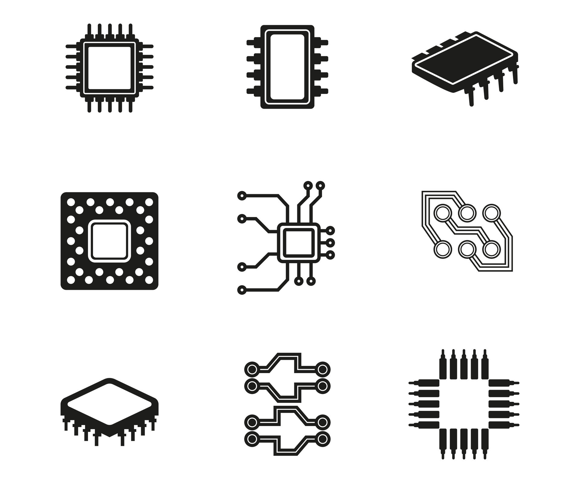 Electronic Processors Microprocessor Circuit Board Chipset Icons