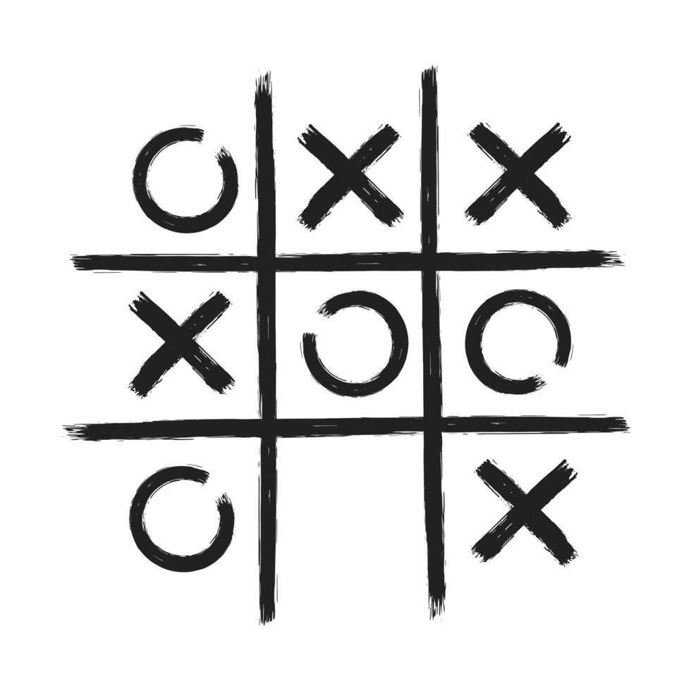 Tic Tac Toe Xo Game Hand Drawn Grid Doodle Template Vector Illustration 37211491 Vector Art At