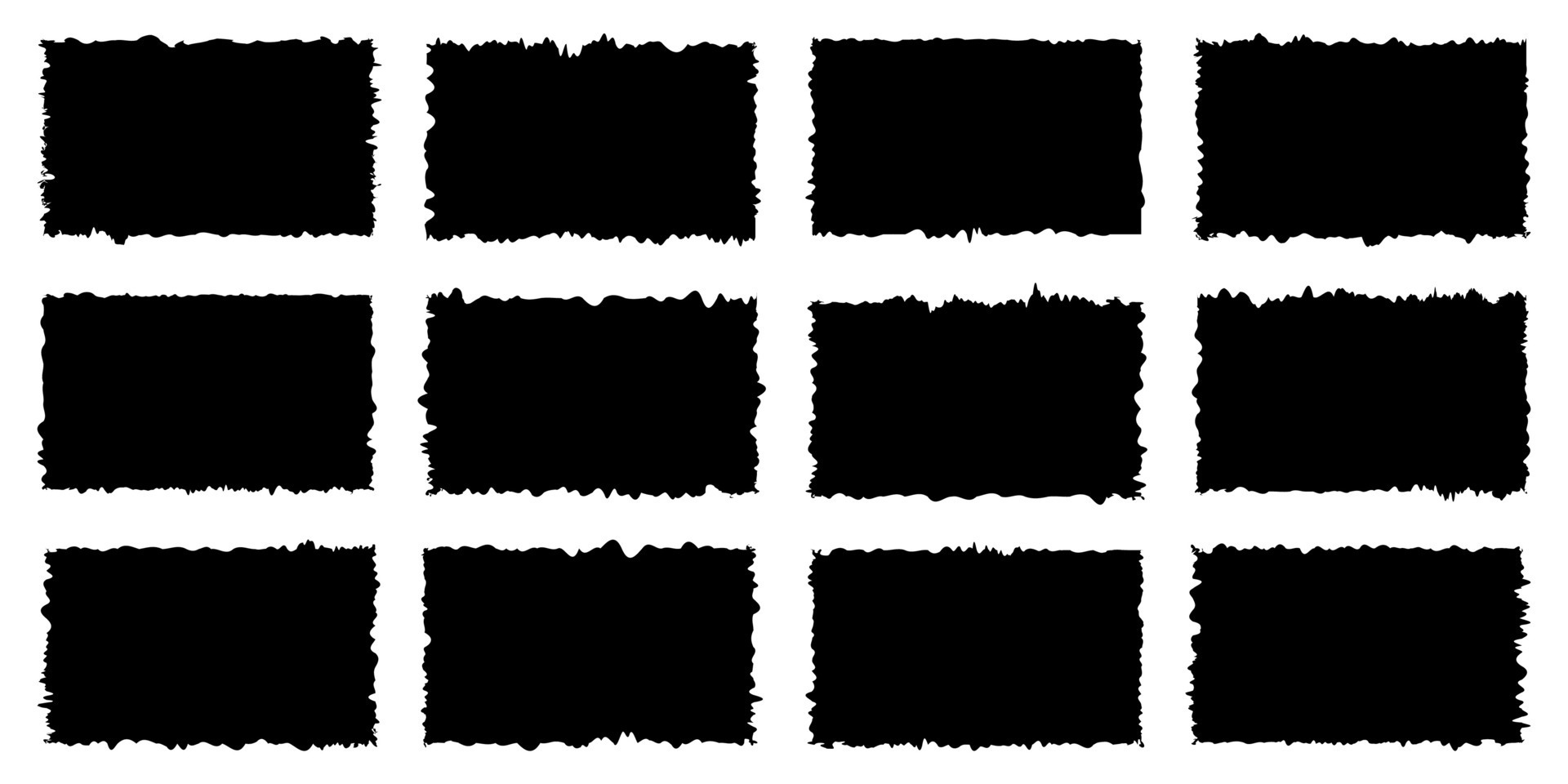 Rectangle Geometric Shape Frame With Wavy Edgeszigzag Wavy Edge Rectangle Shapes Elements Set