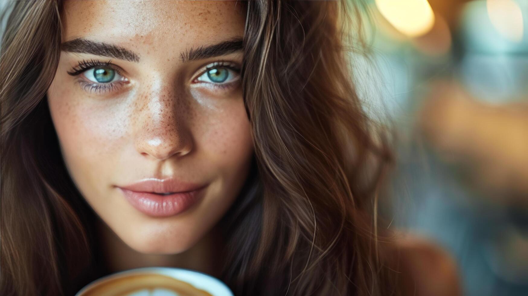 AI generated Close-up portrait of beautiful young brunette woman with ...