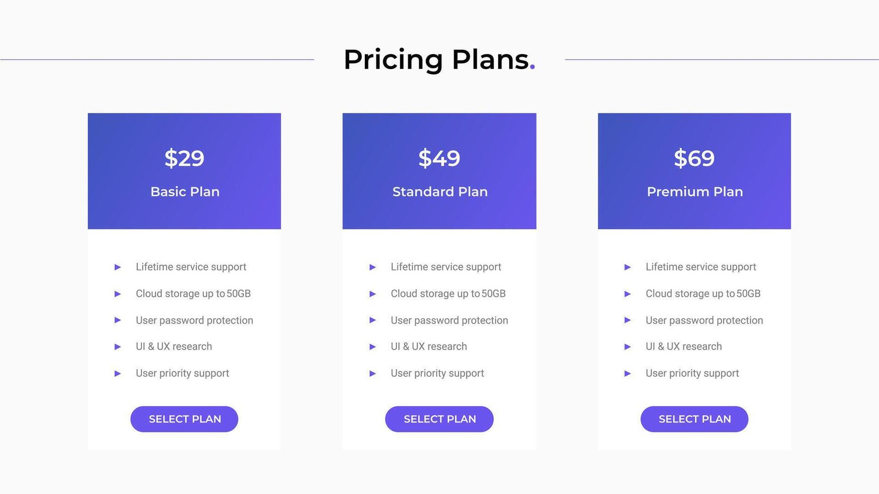 Pricing table template for web design. UI UX GUI design. Light mode vector 37238532 Vector Art ...