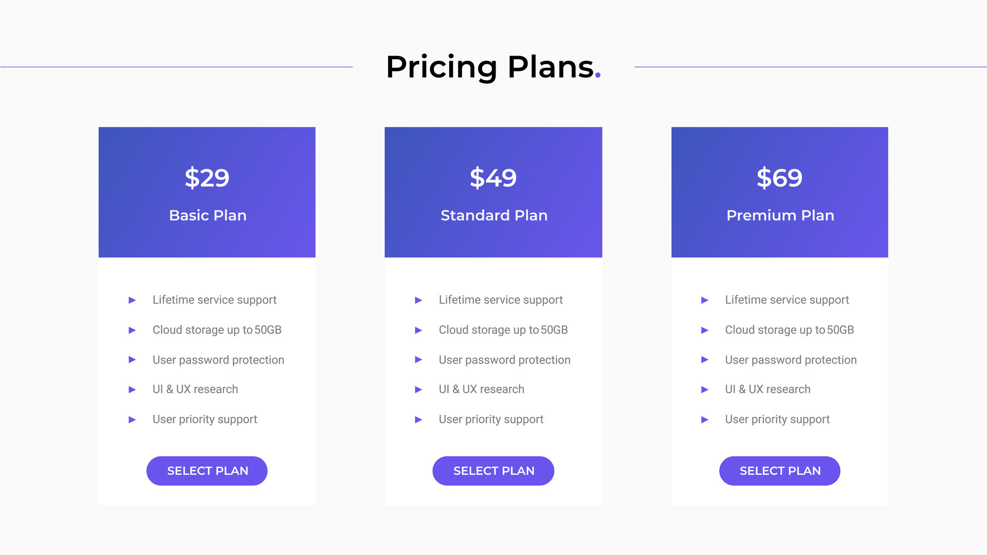 Pricing Table Template For Web Design Ui Ux Gui Design Light Mode Vector 37238532 Vector Art