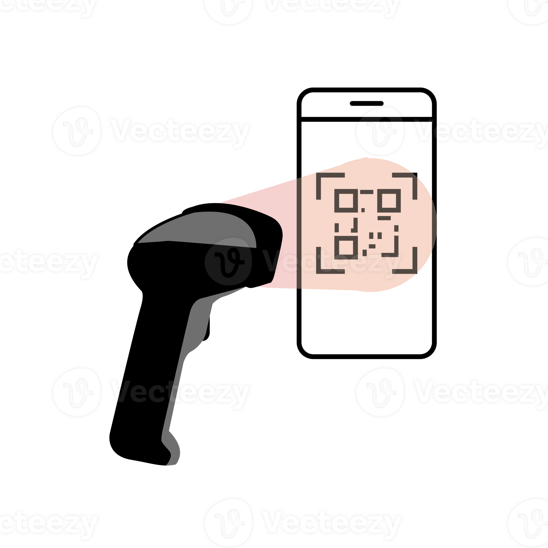 Scanner recognizing and reading a QR code on smartphone screen, QR code ...