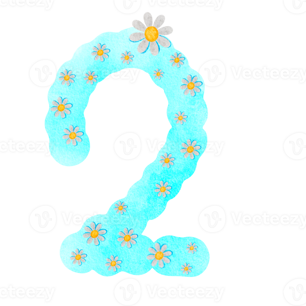 Illustration Number Png Blue With White Flowers 37252819 Png