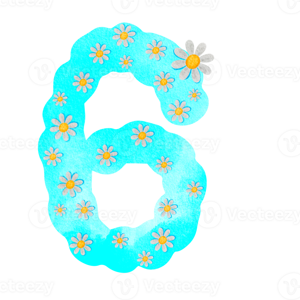 Illustration Number Png Blue With White Flowers 37252830 Png