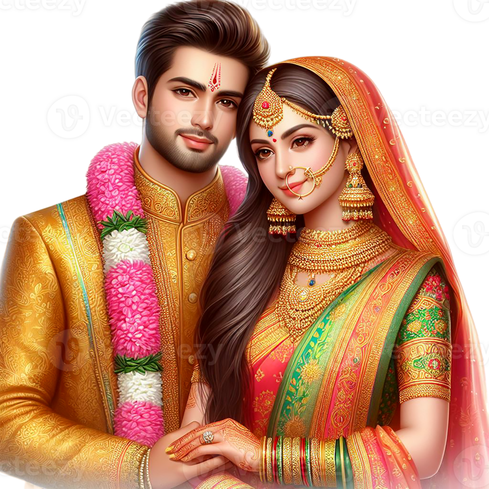 Ai Generated Beautiful Quite Wedding Couple For Wedding Card Invitation 37253819 Png