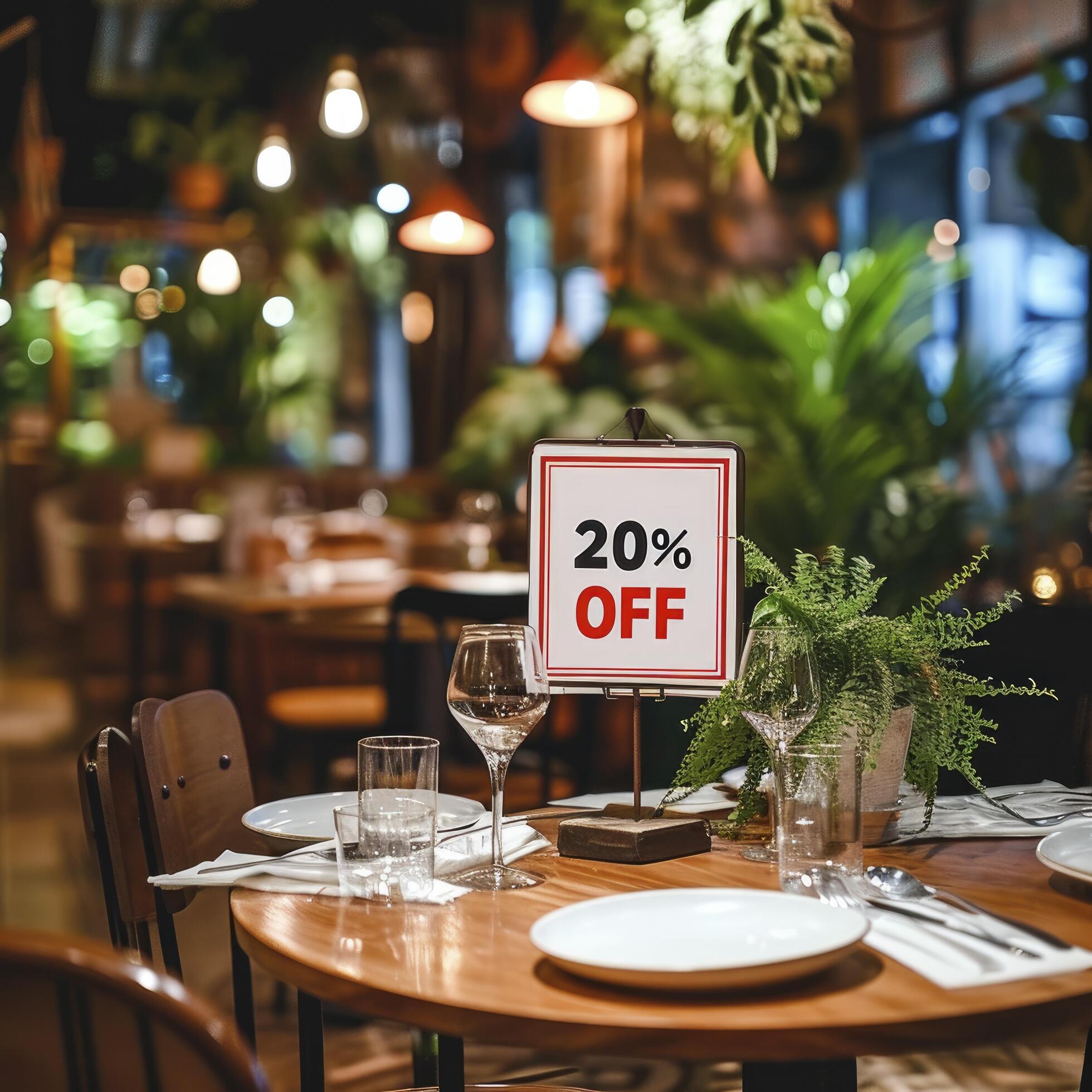 AI generated Sign with the text 20 off at the restaurant 37254821 Stock Photo at Vecteezy