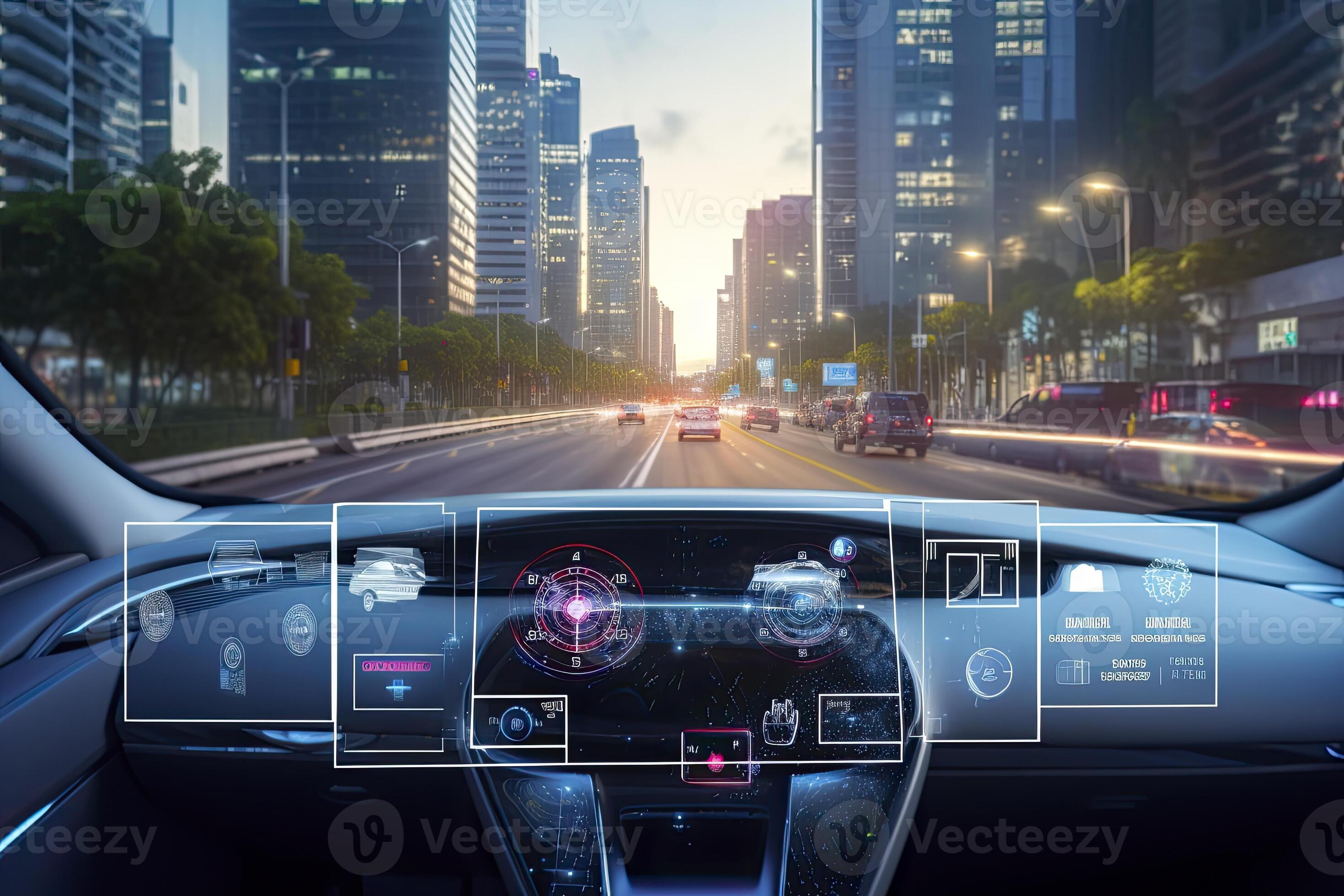 Ai Generated Modern Smart Car Technology Intelligent System Using Heads Up Display Hud