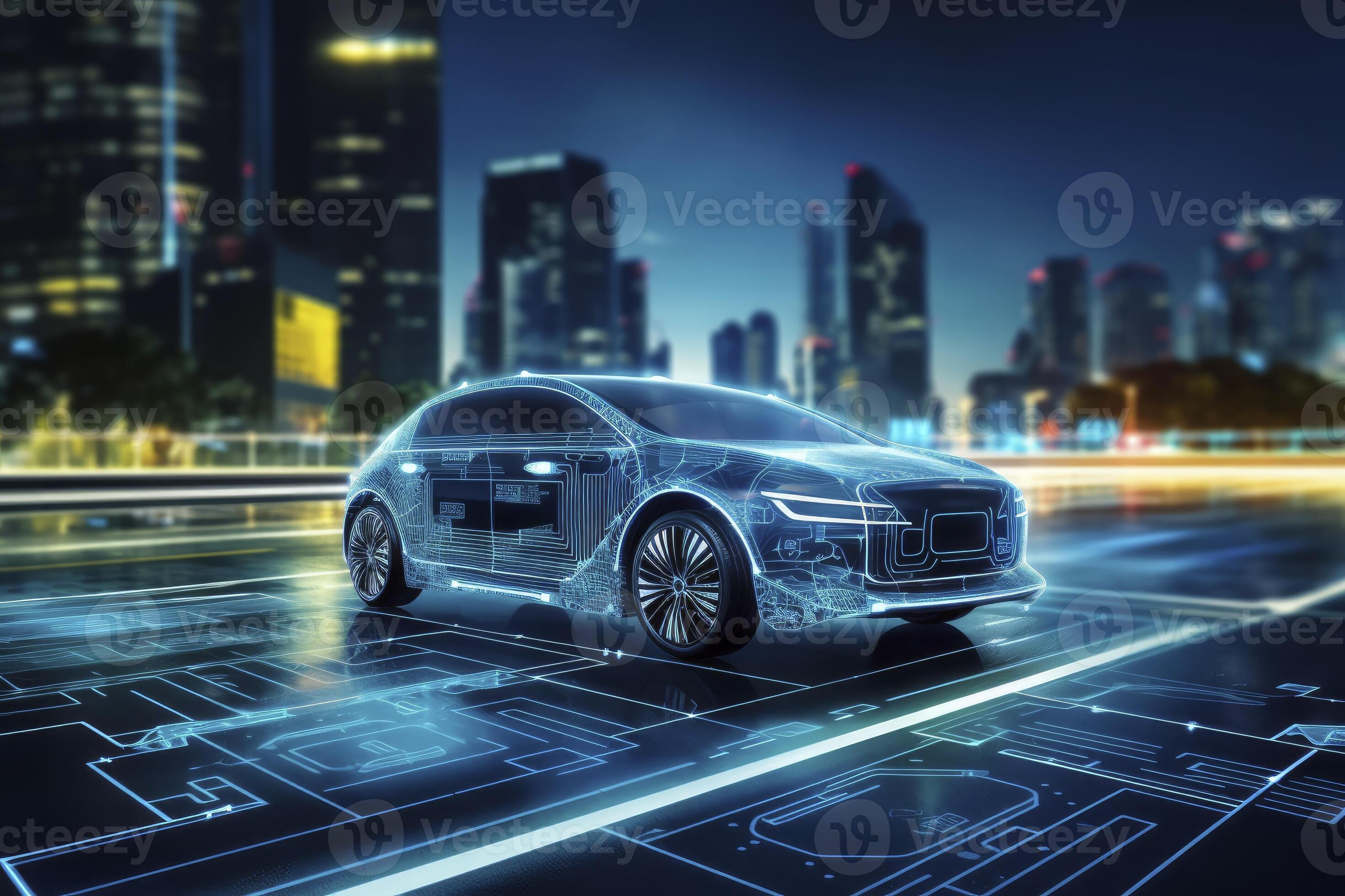 Ai Generated Modern Smart Car Technology Intelligent System Using Heads Up Display Hud