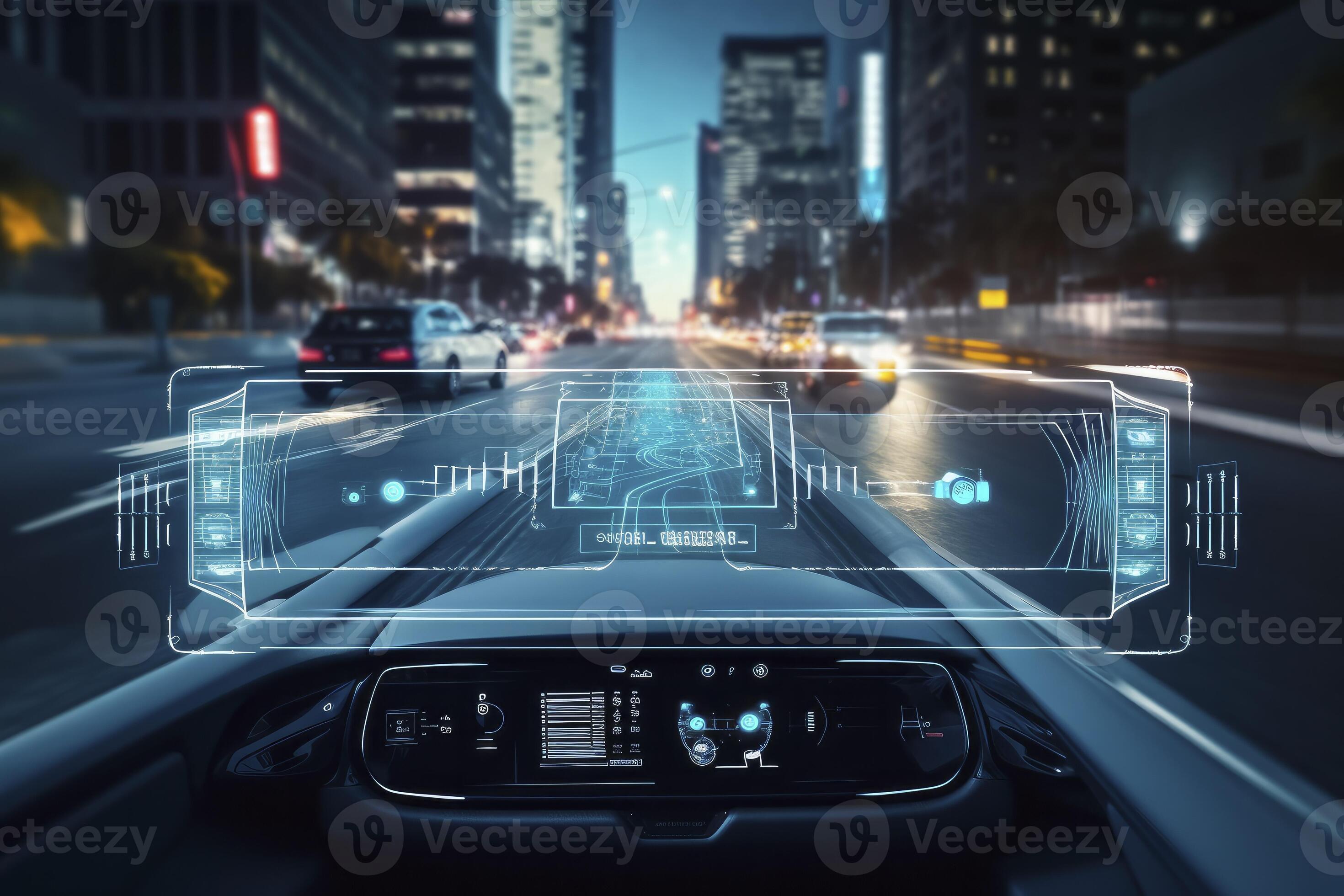 Ai Generated Modern Smart Car Technology Intelligent System Using Heads Up Display Hud
