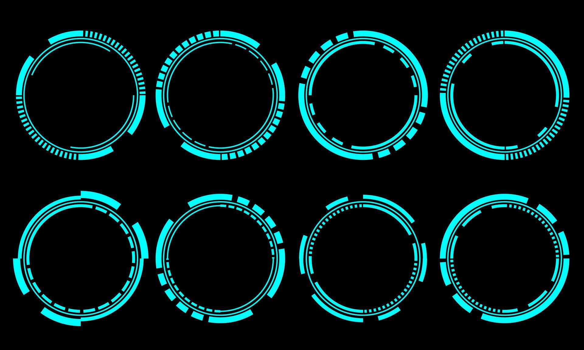 Set of sci fi blue circle user interface elements technology futuristic ...