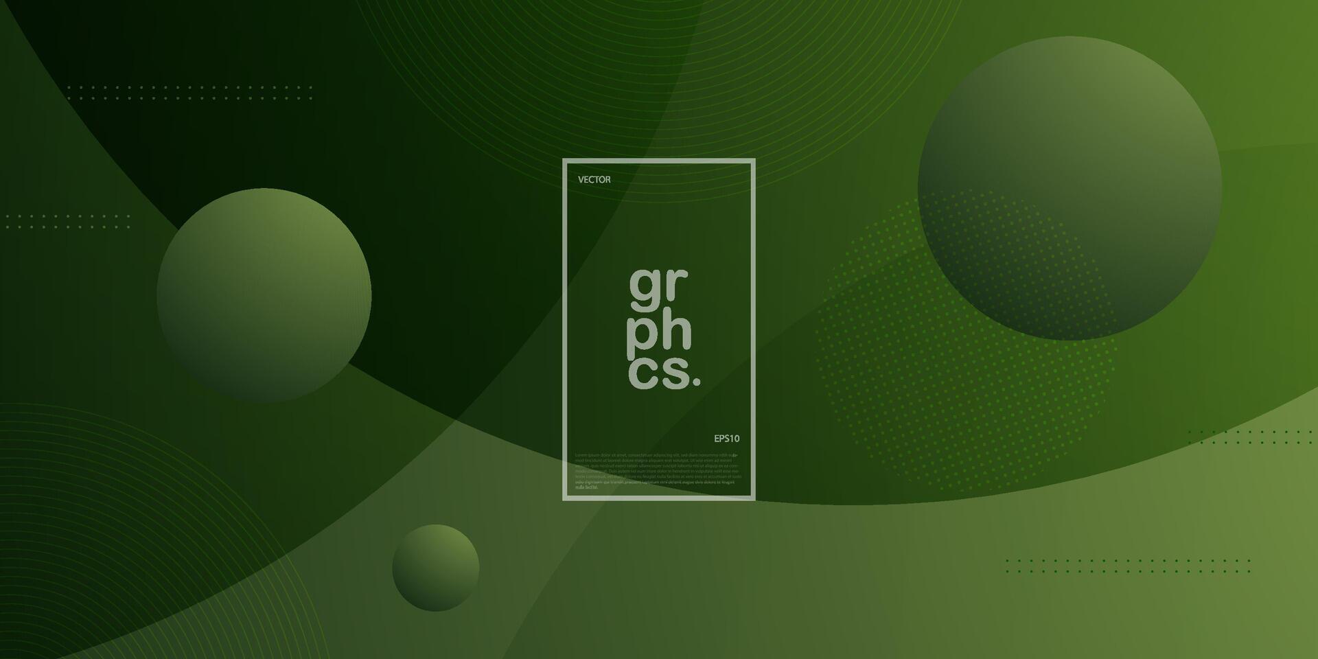 Dark Green Gradient Illustration Background Dynamic With Simple Curve And Circle Pattern Style