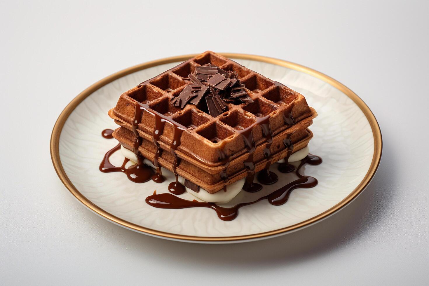 AI generated Genuine Temptation Hyper-Real Chocolate Waffle Plate ... AI generated Genuine Temptation Hyper-Real Chocolate Waffle Plate ...